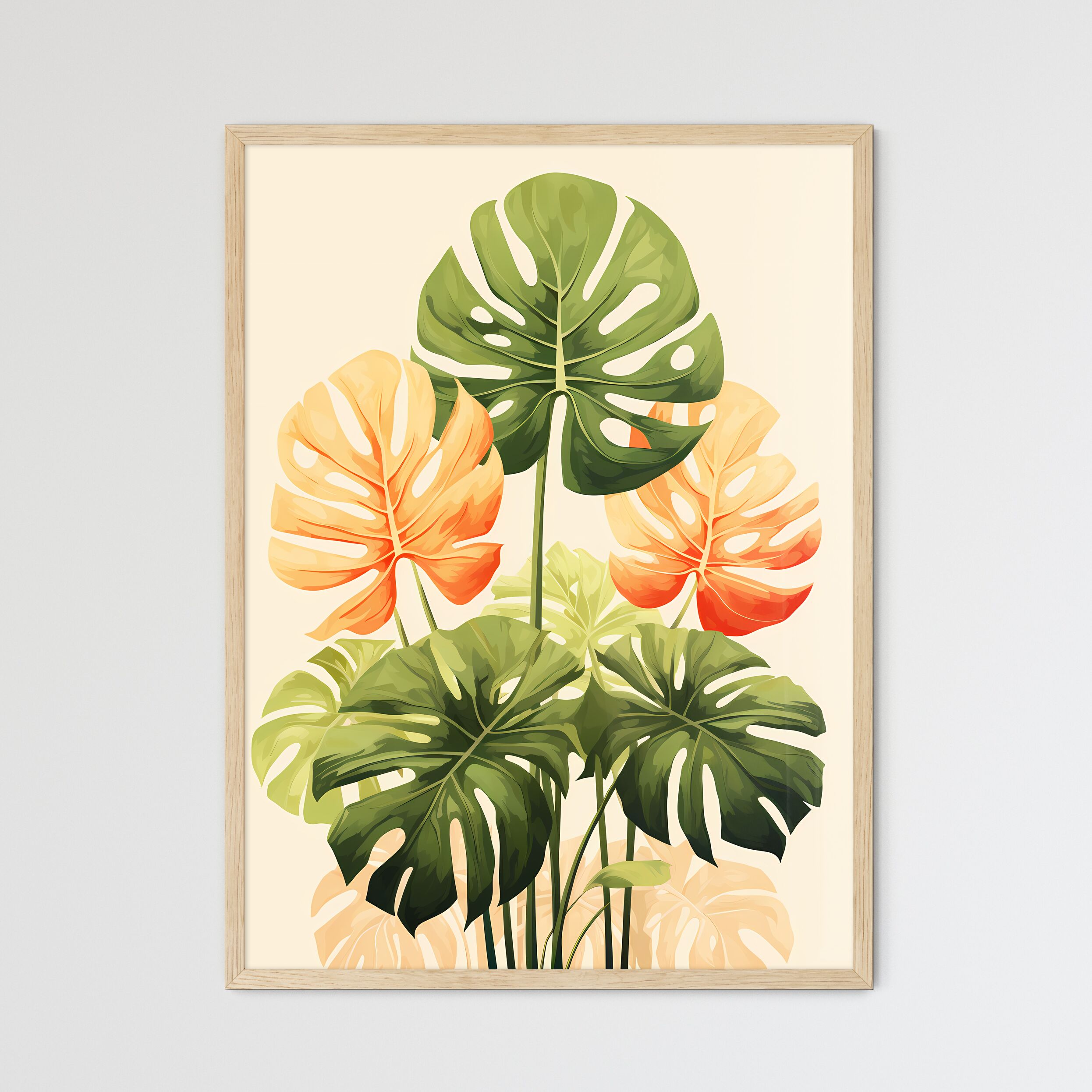Boho - A Group Of Green And Orange Leaves by HEBSTREIT