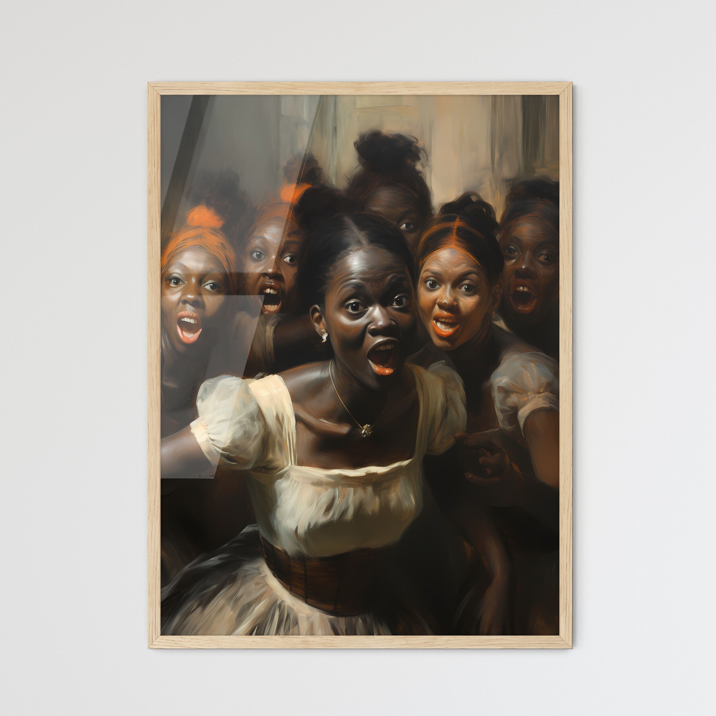 The Scream - A Group Of Women With Their Mou - Framed Art Print – HEBSTREIT