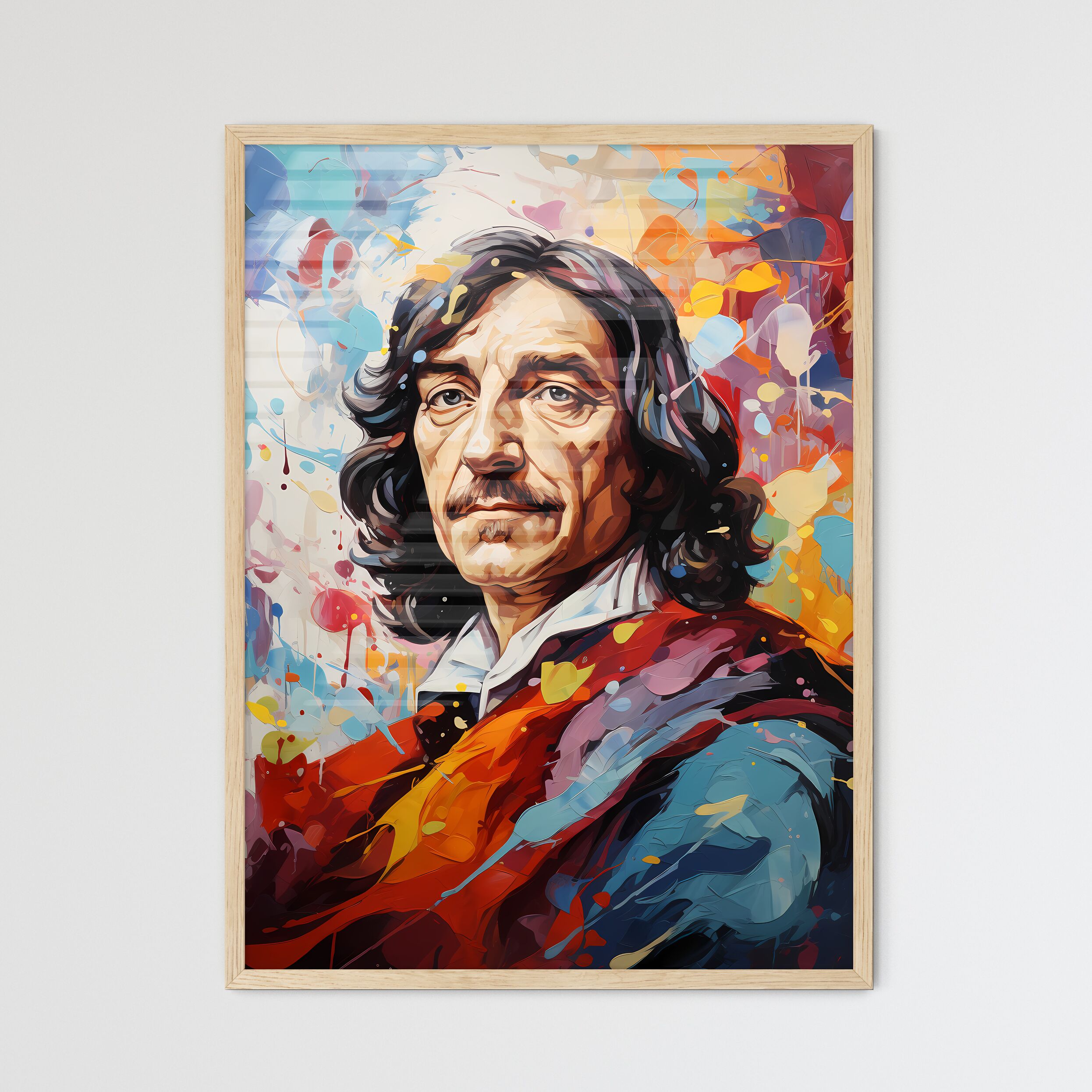 Rene Descartes - A Painting Of A Man With A - Framed Art Print – HEBSTREIT