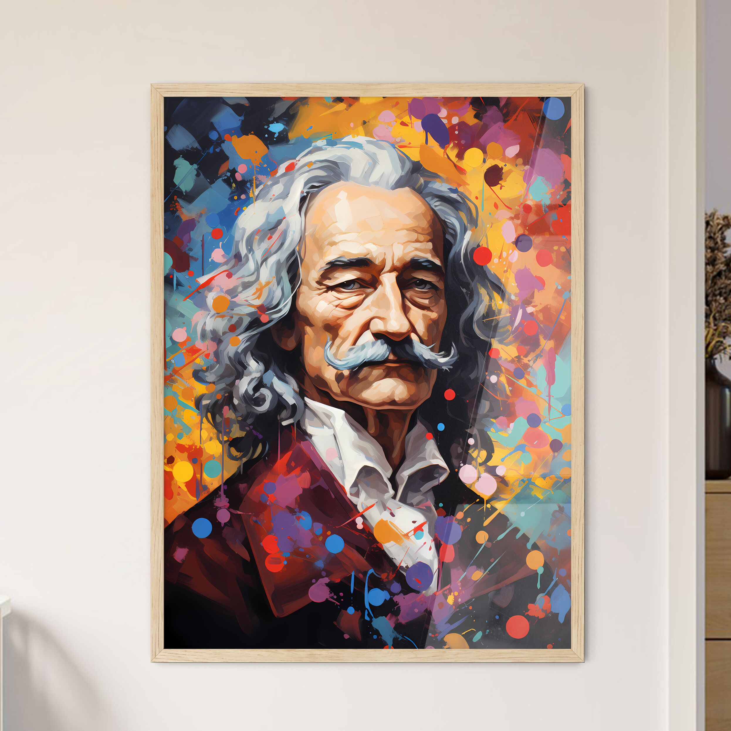 Voltaire - A Painting Of A Man With A Mustac - Framed Art Print – HEBSTREIT