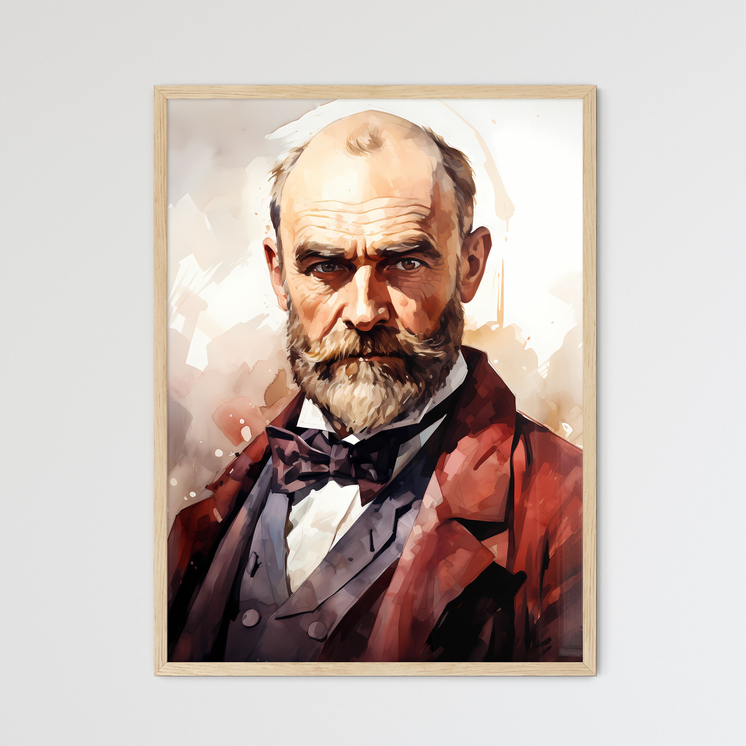 Alfred Nobel Watercolour Sketch Portrait - A Painting Of A Man With A ...