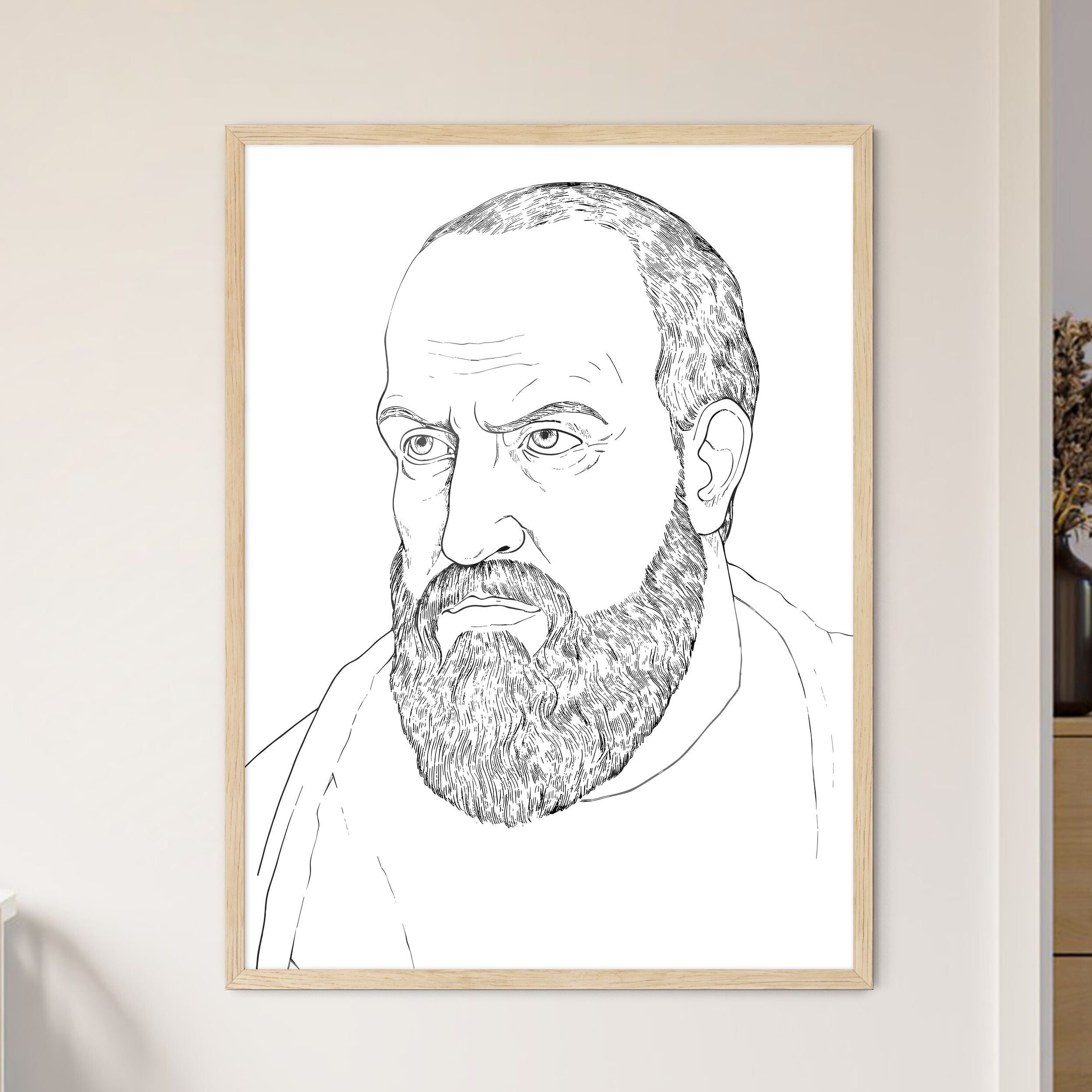 Portrait Of Aristoteles - A Drawing Of A Man With A Beard by HEBSTREIT