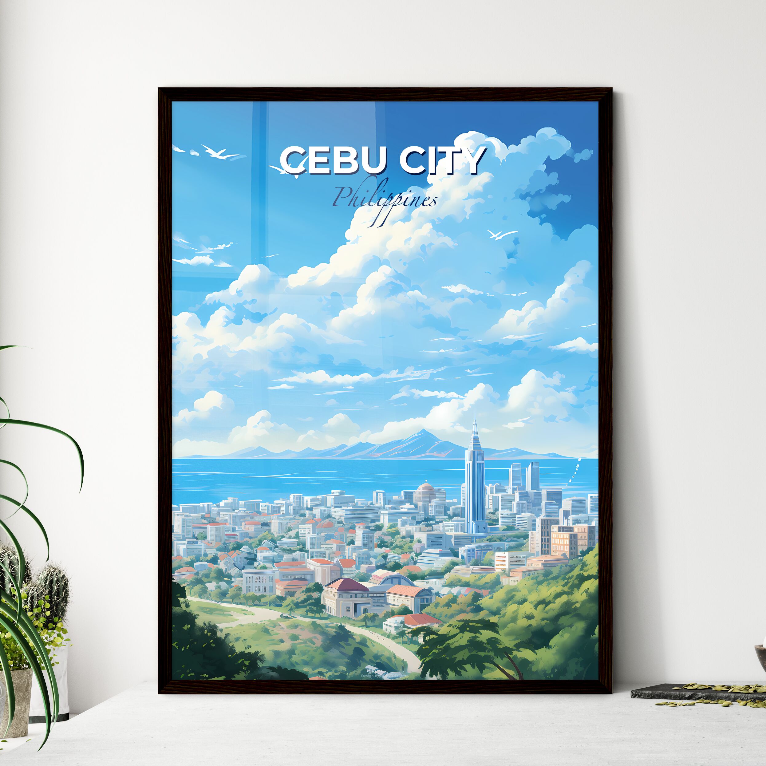 A Poster of Cebu City Philippines Skyline - A City With A Body Of Water ...