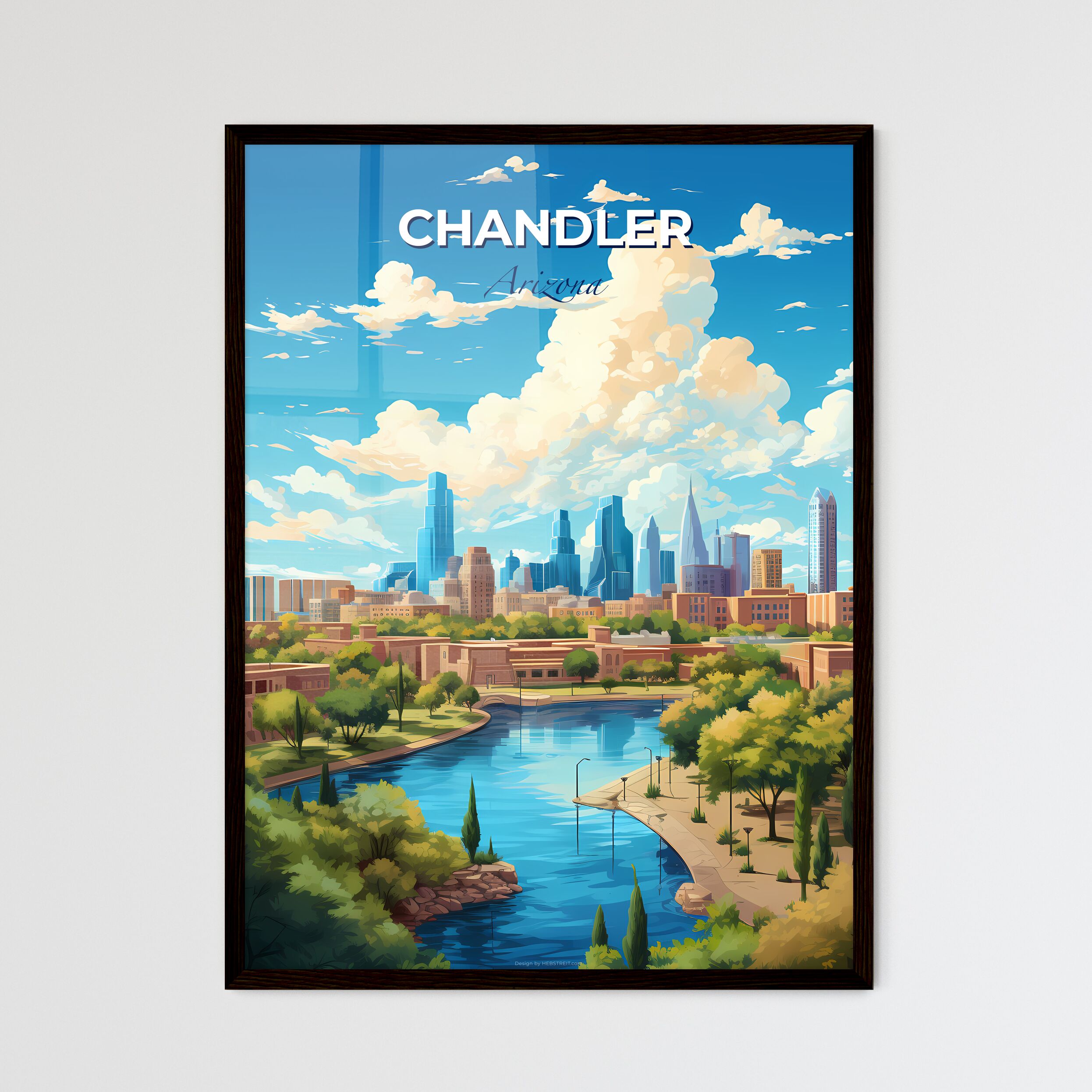 A Poster of Chandler Arizona Skyline - A River Running Through A City ...