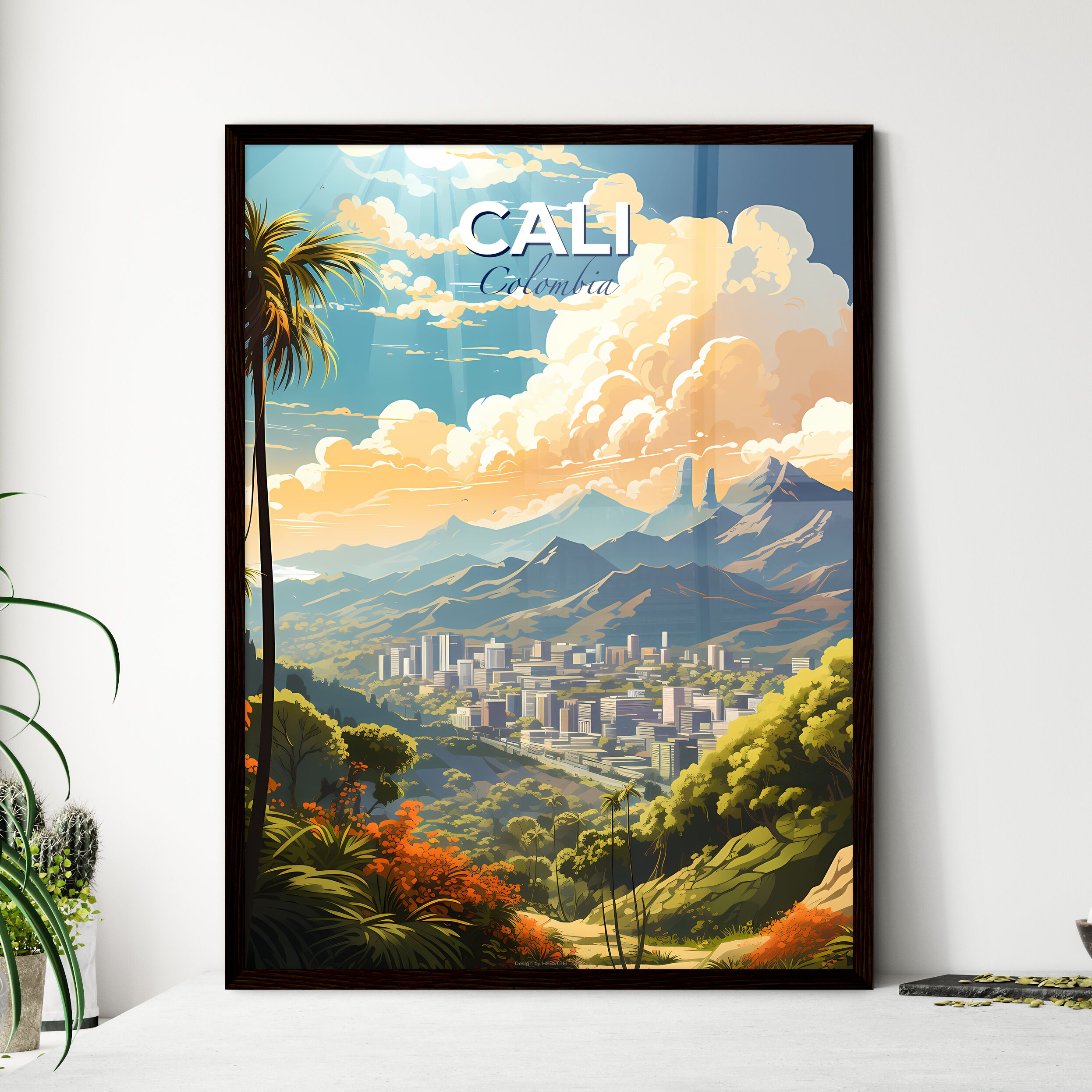 A Poster of Cali Colombia Skyline - A Landscape Of A City And Mountains ...