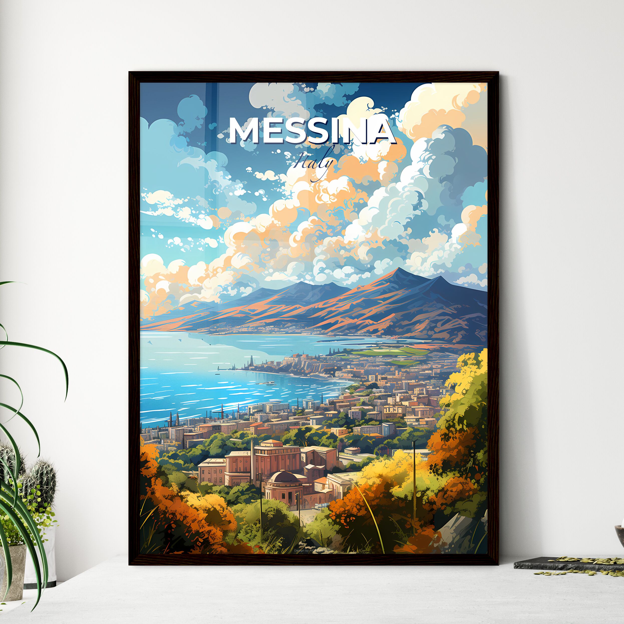 A Poster of Messina Italy Skyline - A City Next To A Body Of Water by ...