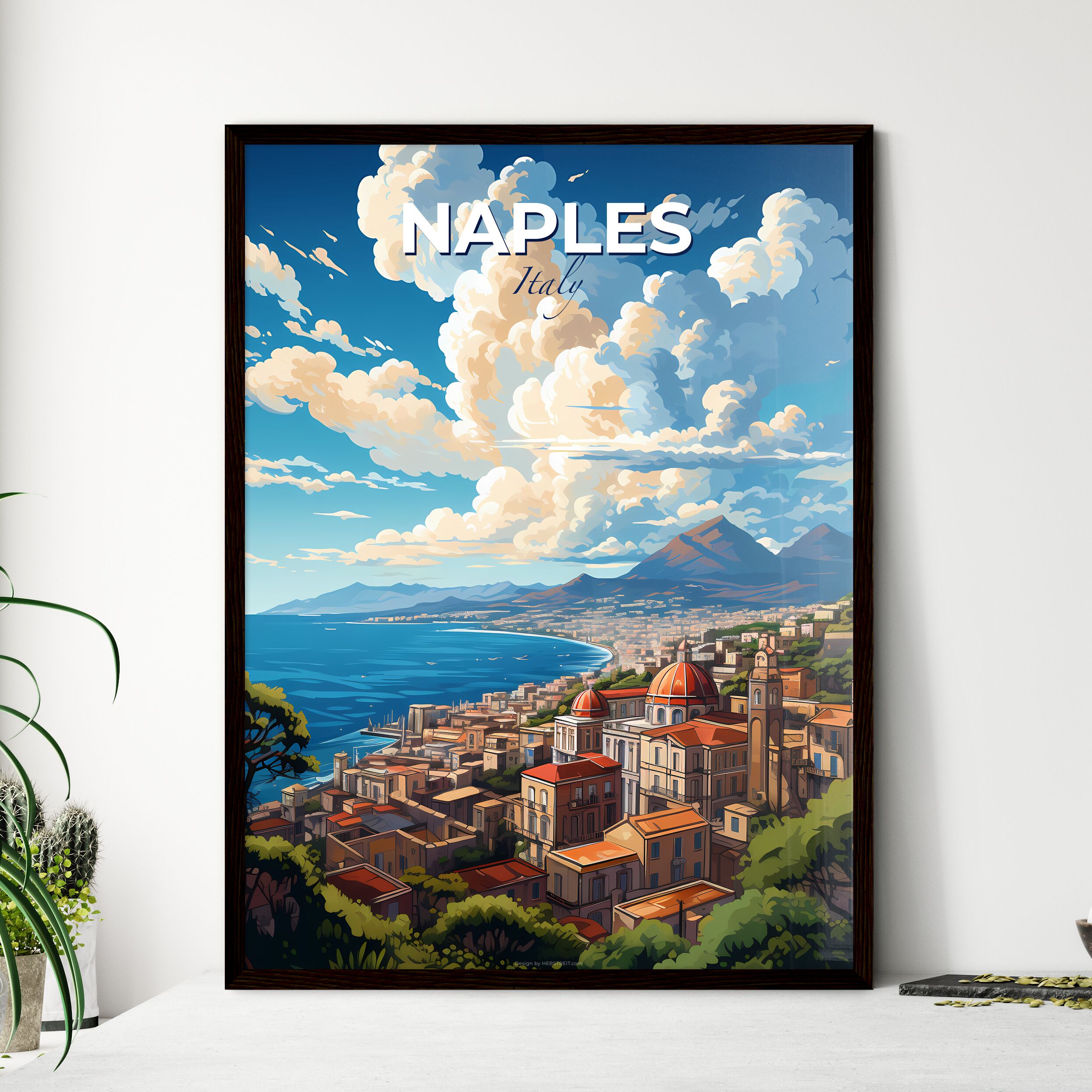 A Poster of Naples Italy Skyline - A City By The Water by HEBSTREIT