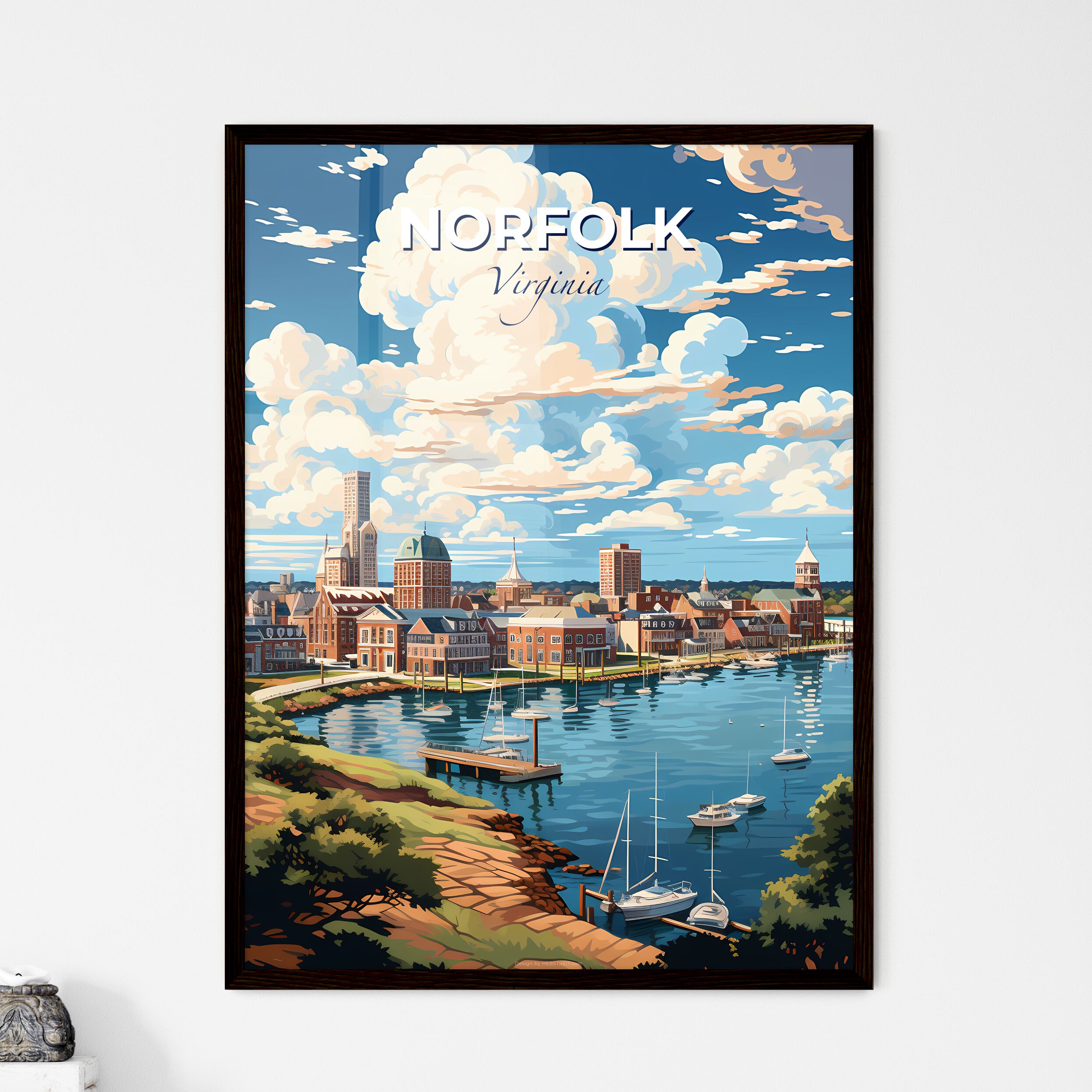 A Poster of Norfolk Virginia Skyline - A City By The Water by HEBSTREIT
