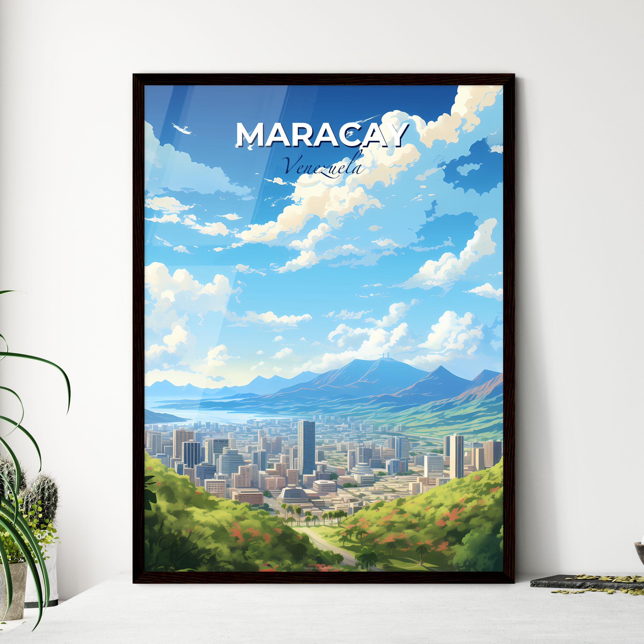 A Poster of Maracay Venezuela Skyline - A Landscape Of A City With ...