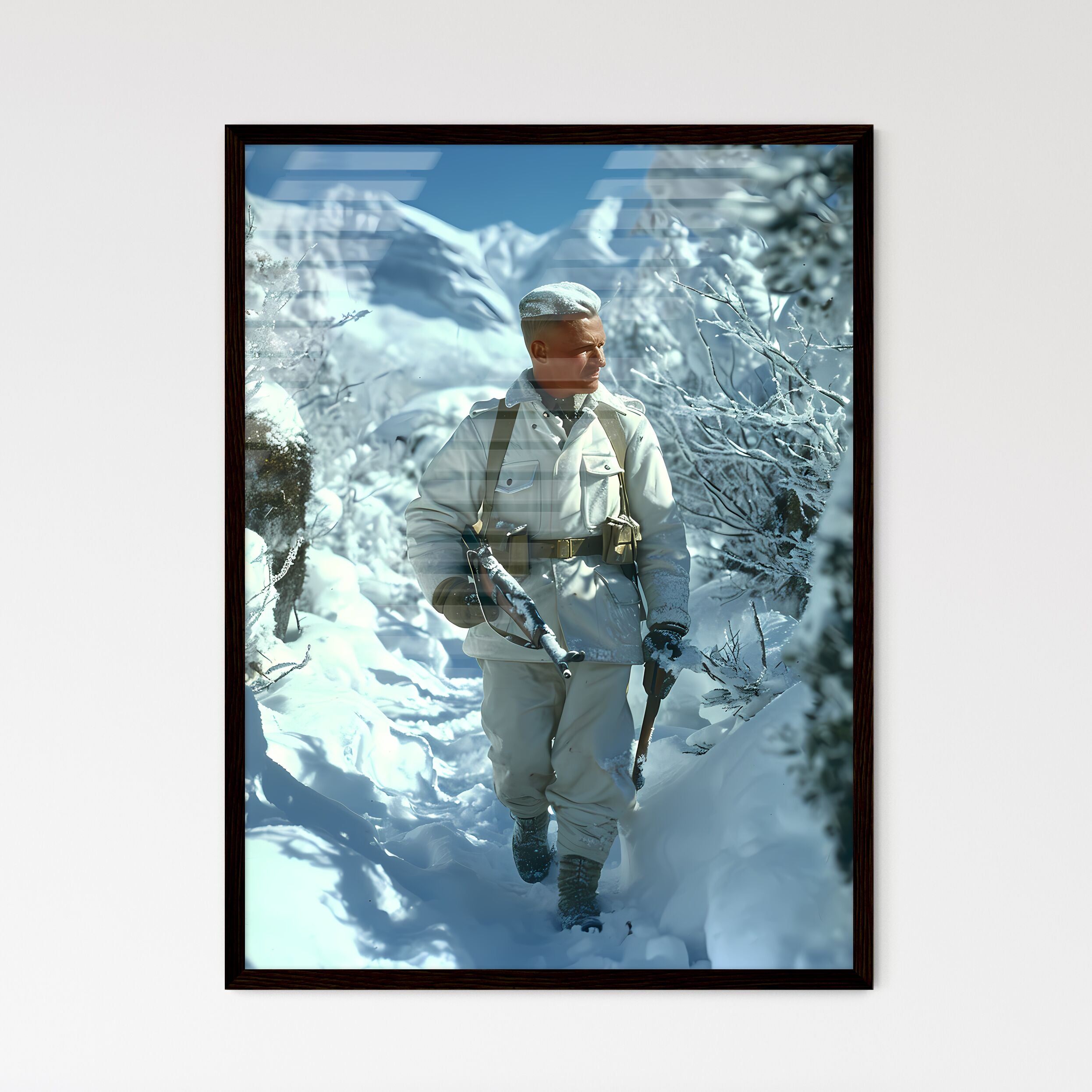 A Poster of Winter War 1939 - A Man In A White Uniform With A Gun ...
