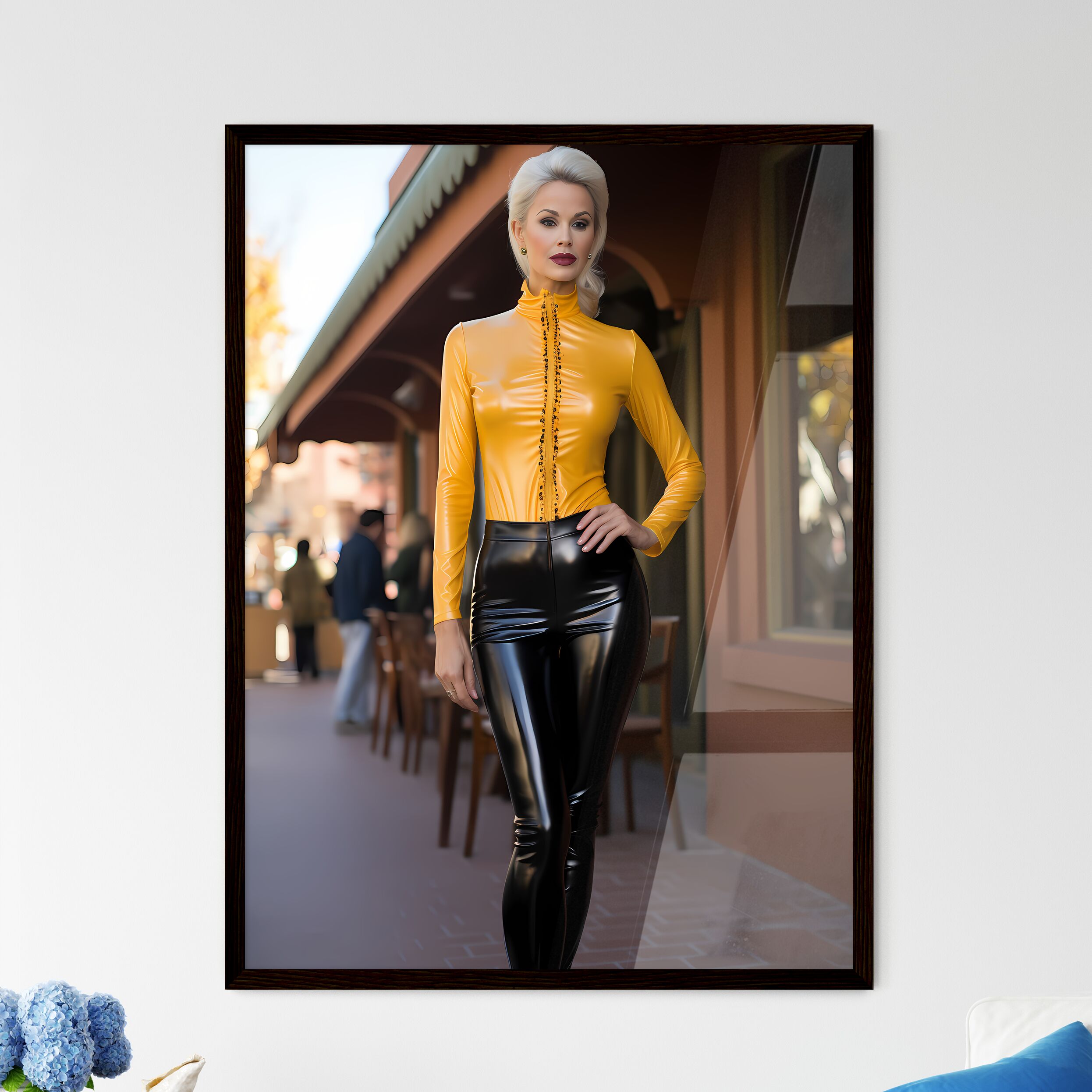 A Poster of beautiful upright standing lady - A Woman In A Yellow Shirt ...