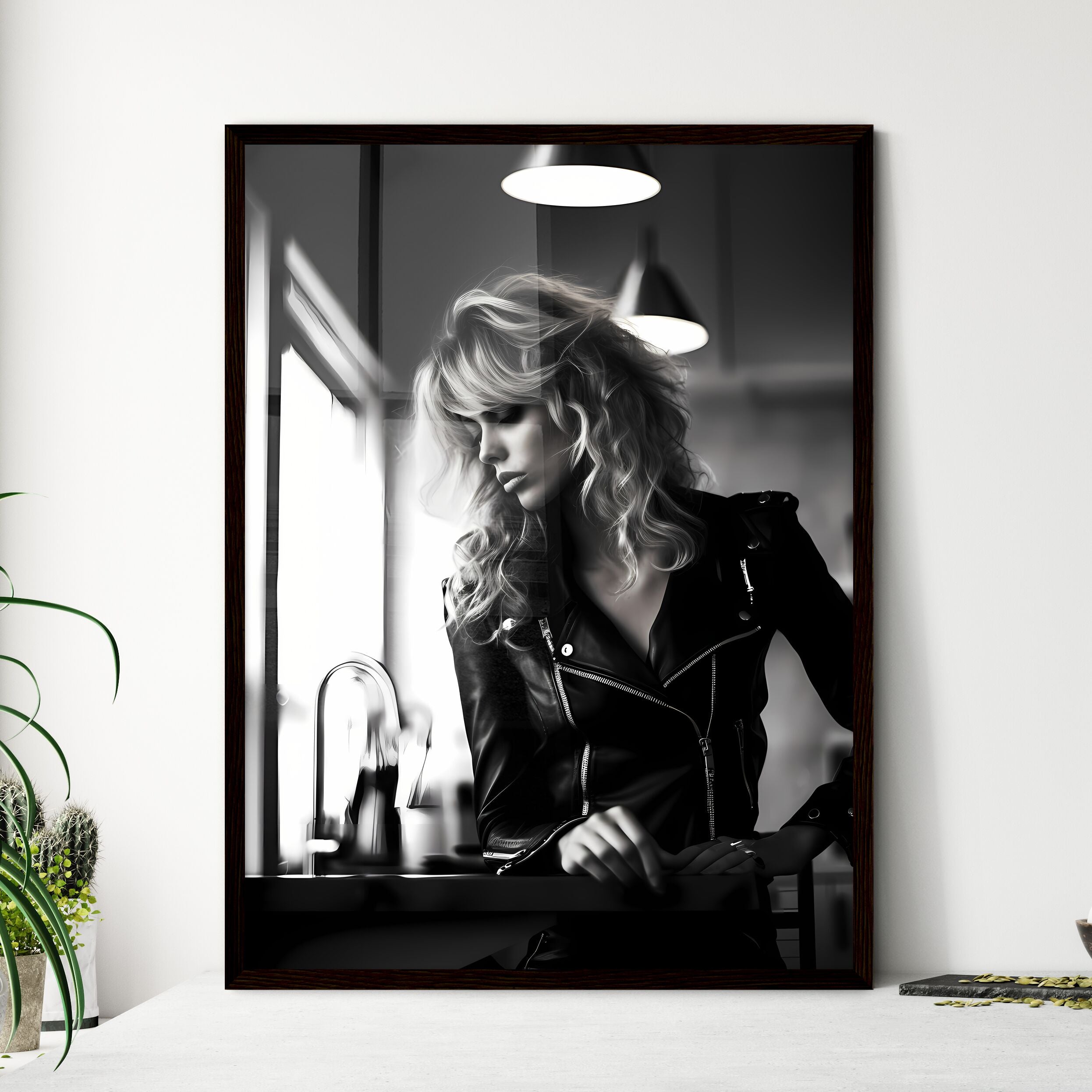 A Poster of leather goddess in a trendy kitc - Framed Art Print – HEBSTREIT