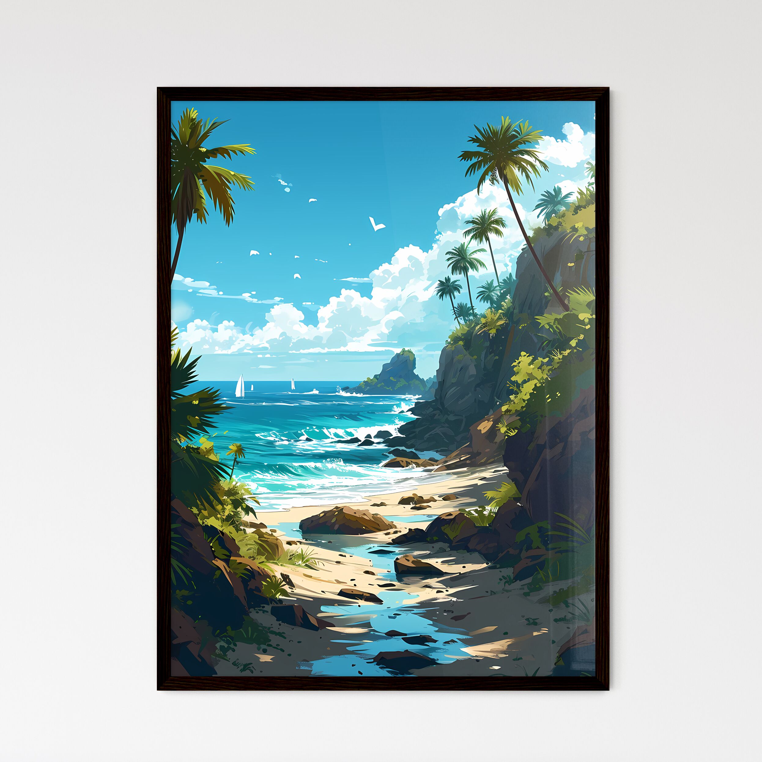 A Poster of Long Beach Art Sketch with clear - Framed Art Print – HEBSTREIT