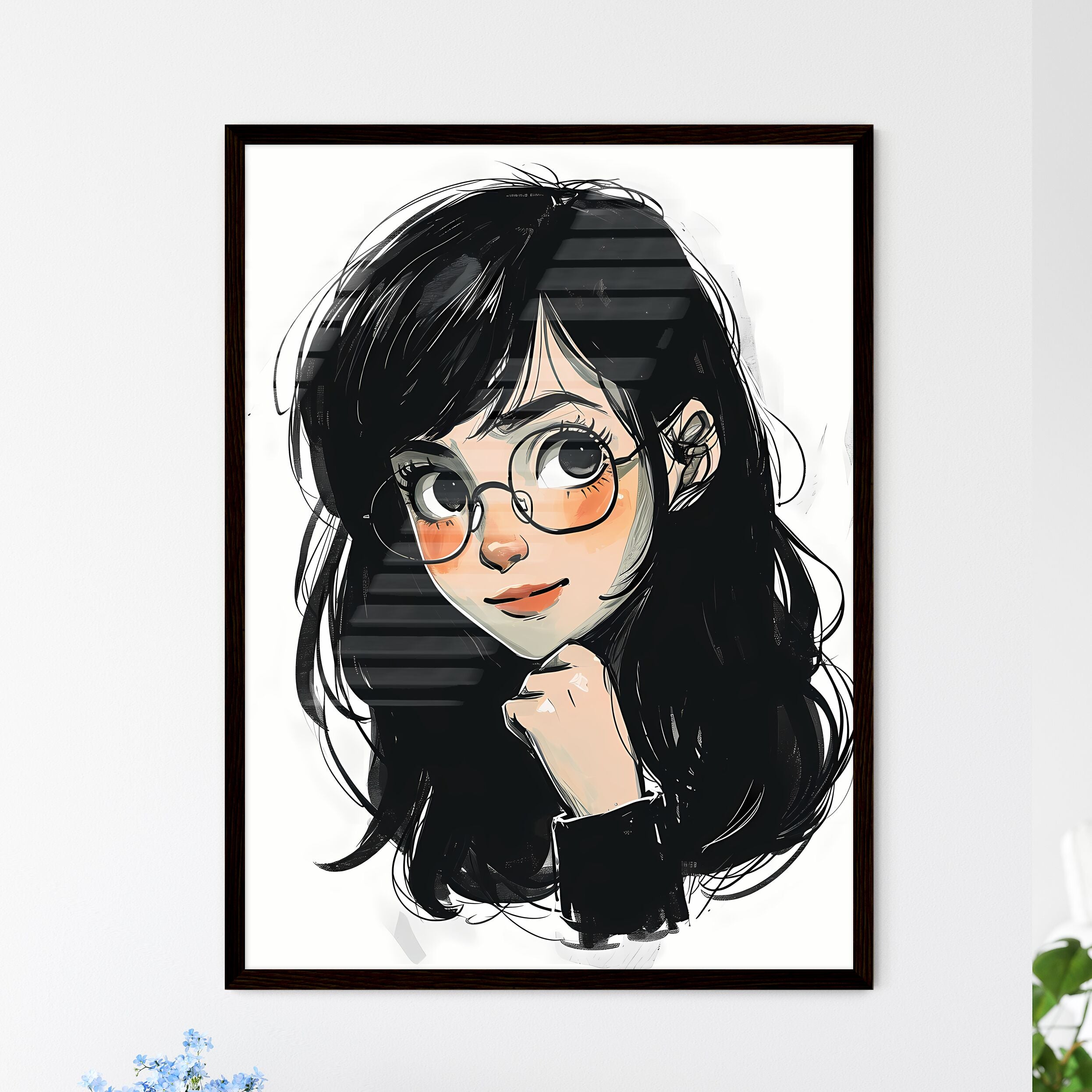A Poster of a line drawing of a cute cartoon - Framed Art Print – HEBSTREIT