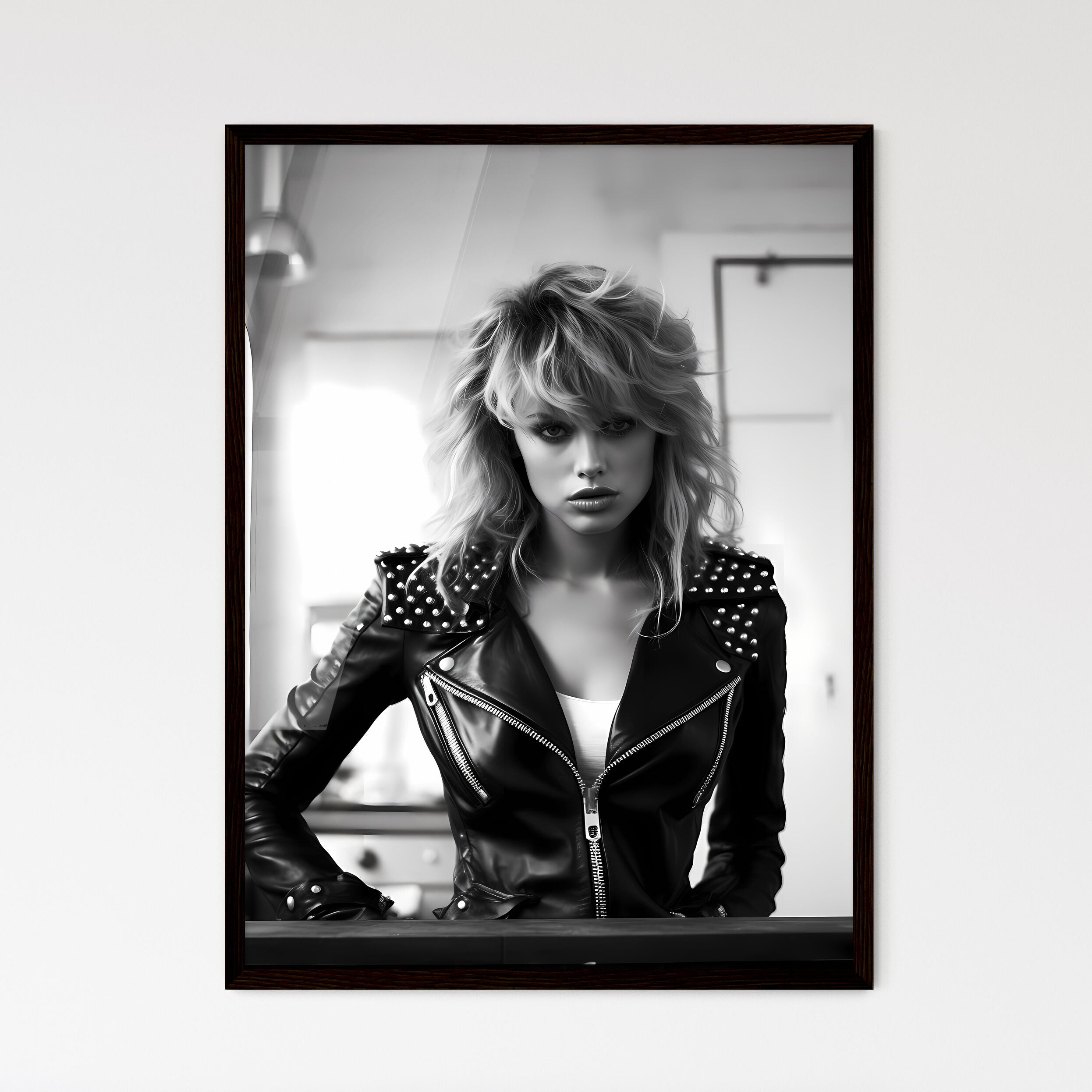 A Poster of leather goddess in a trendy kitchen - A Woman In A Leather ...