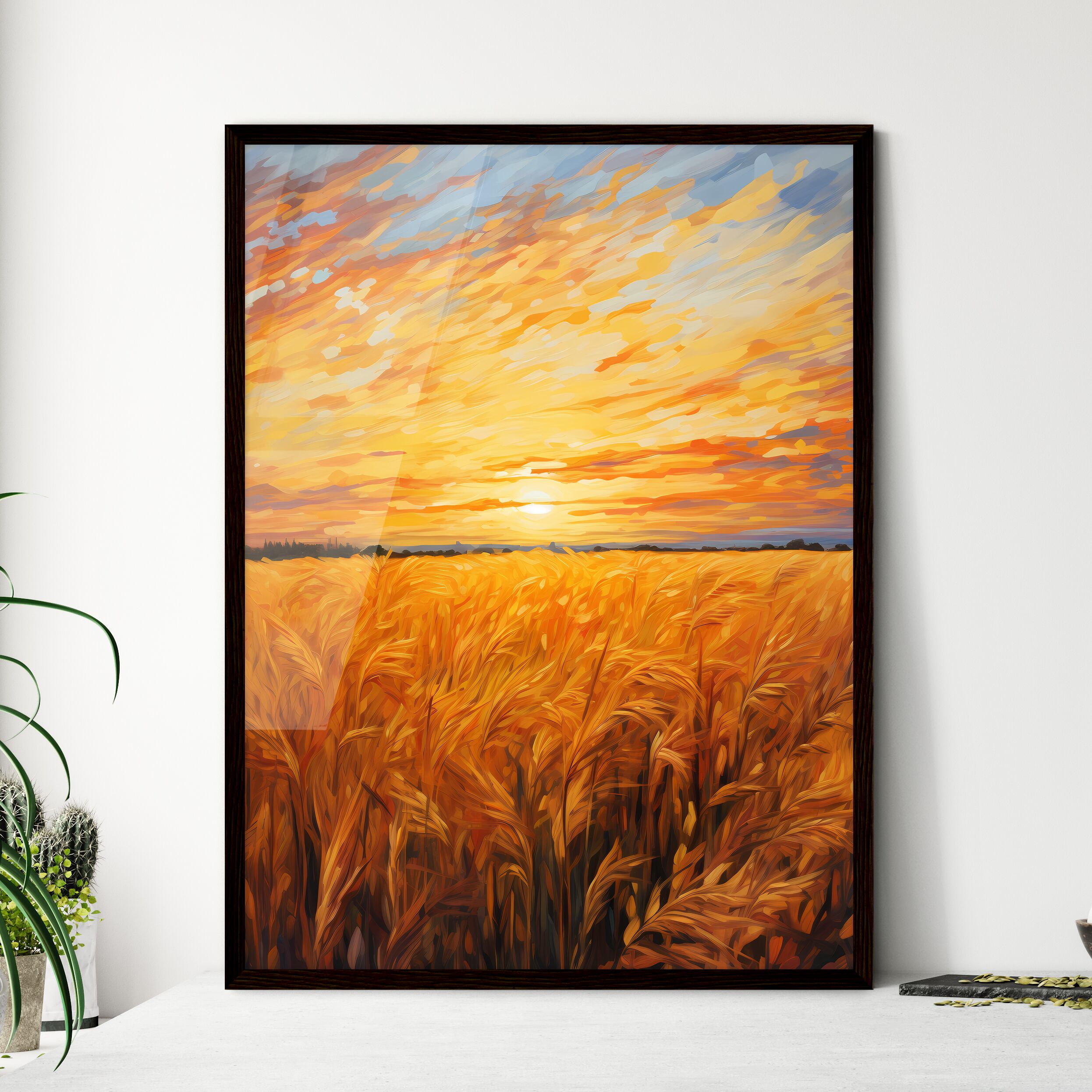 A Poster of An impressionist oil painting - A Field Of Wheat With The ...