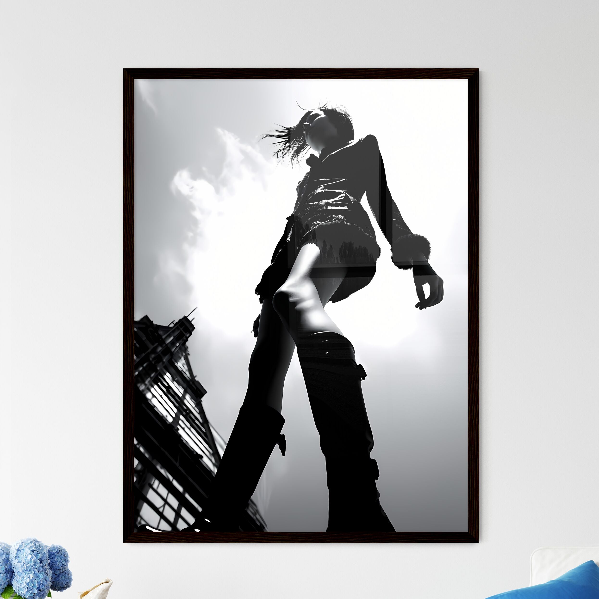 A Poster of girl model shooting low angle sh - Framed Art Print – HEBSTREIT
