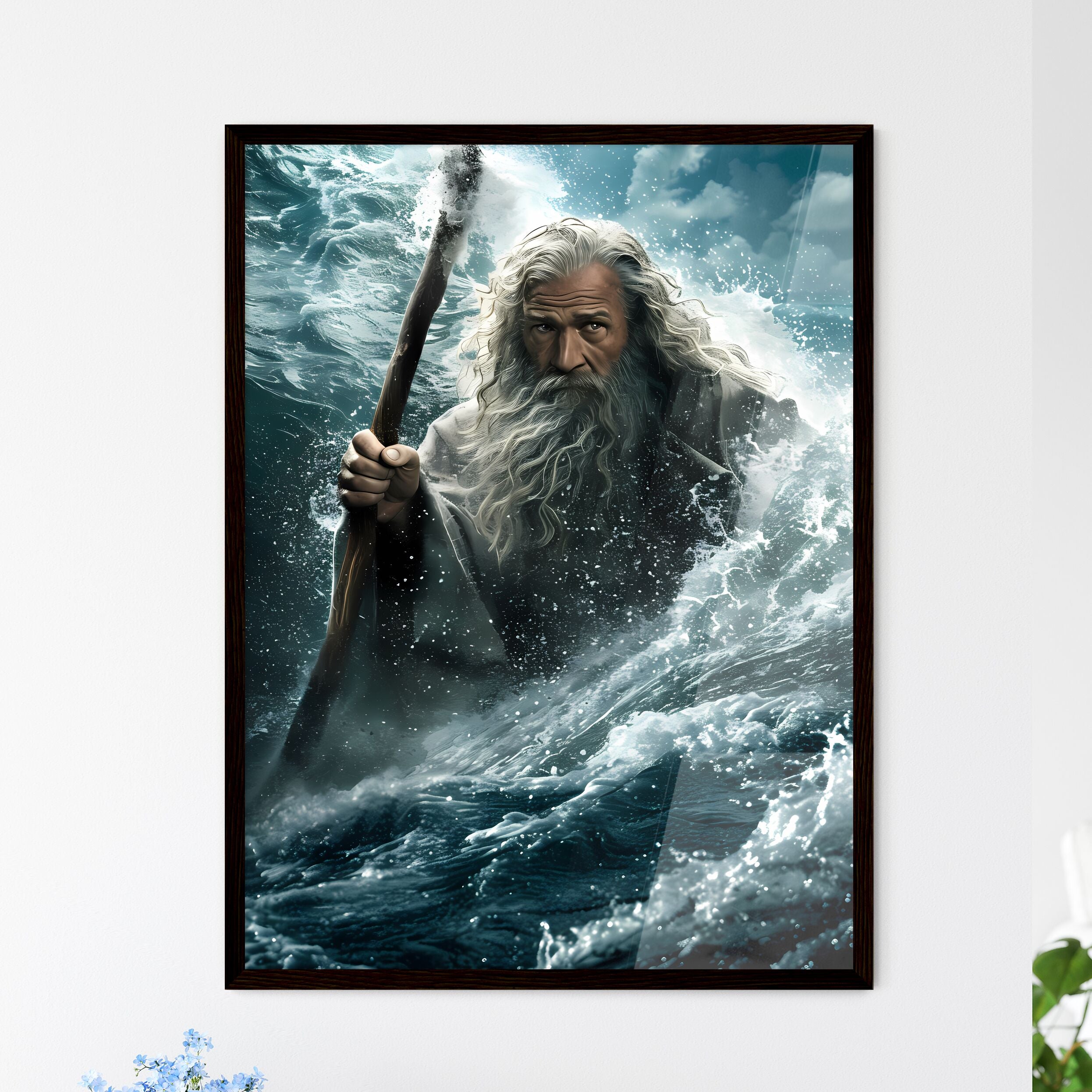 A Poster of Movie Poster Moses Hoisting A Magic Staff Above His Head ...