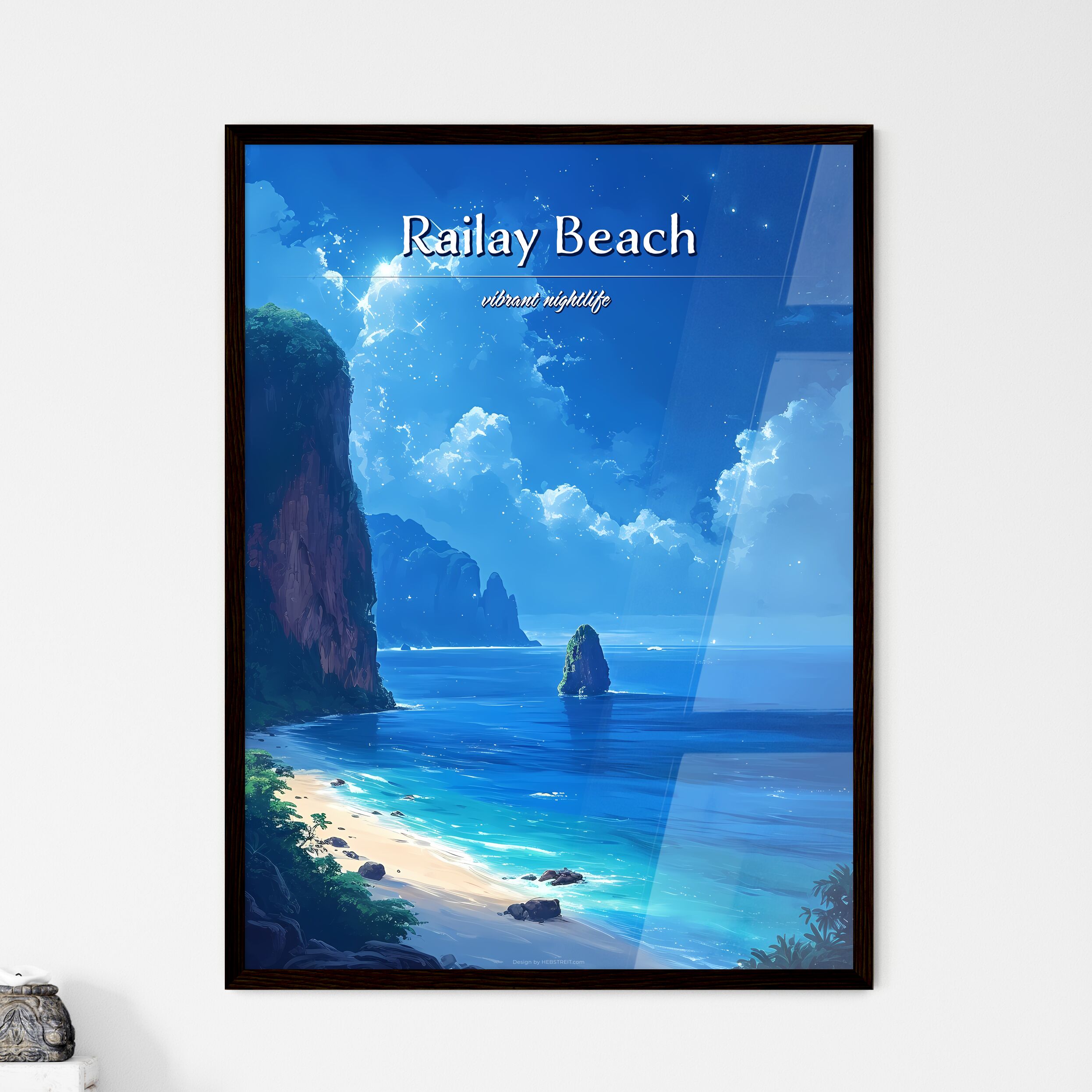 A Poster of Railay Beach - A Beach With Rocks And Water by HEBSTREIT