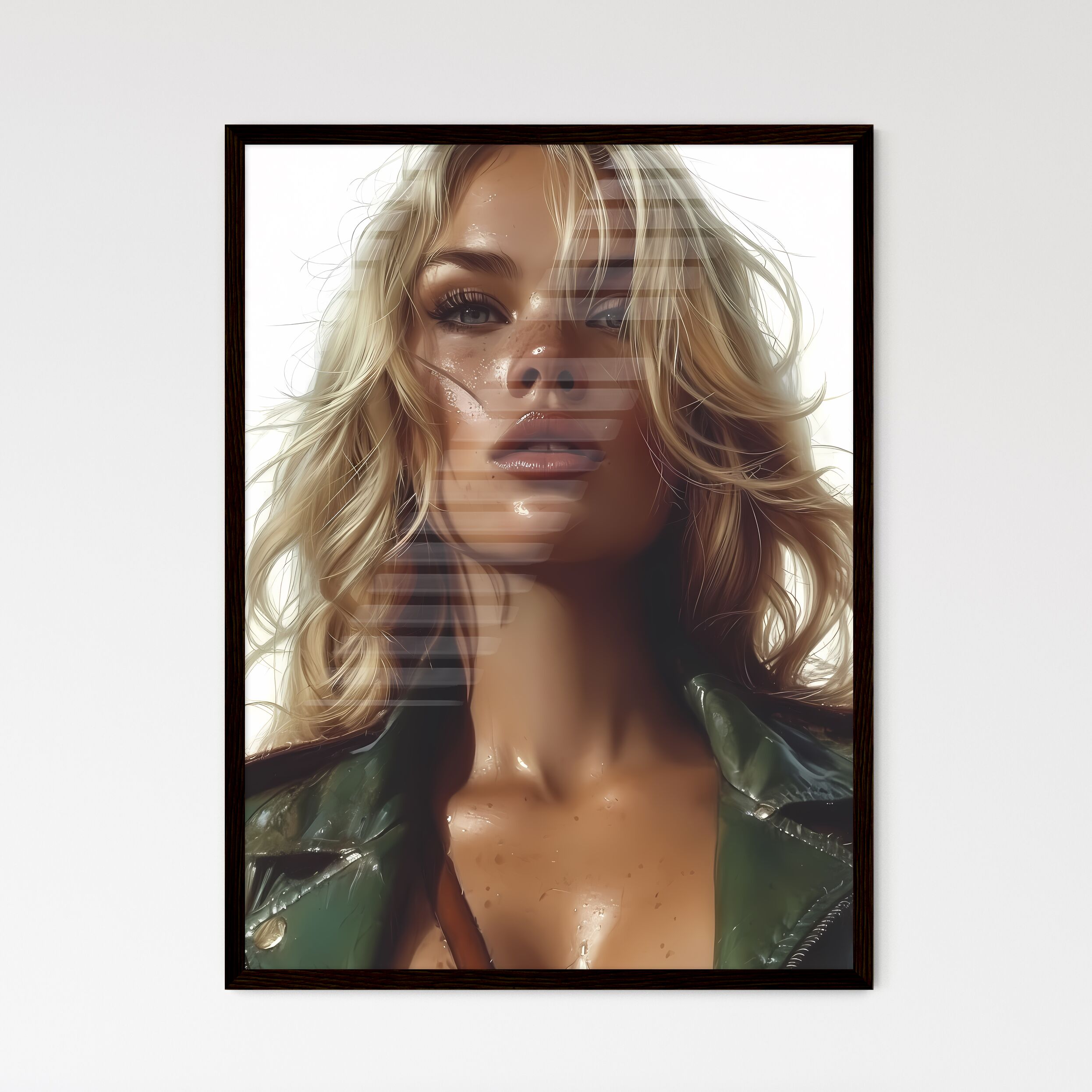 Sitting pin up factory worker girl - Art pri - Framed Art Print – HEBSTREIT