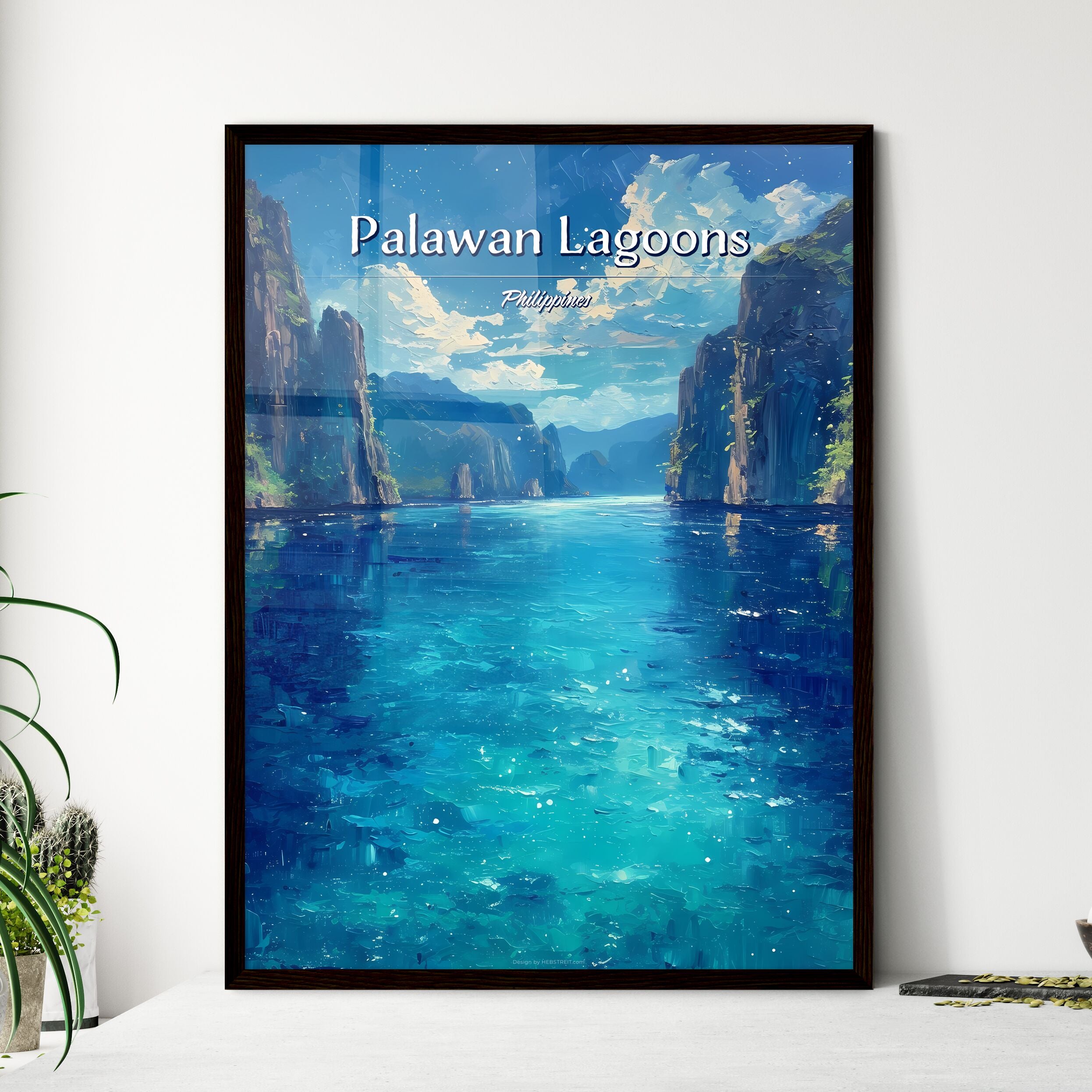 A Poster of Palawan Lagoons, Philippines - A Painting Of A Body Of ...