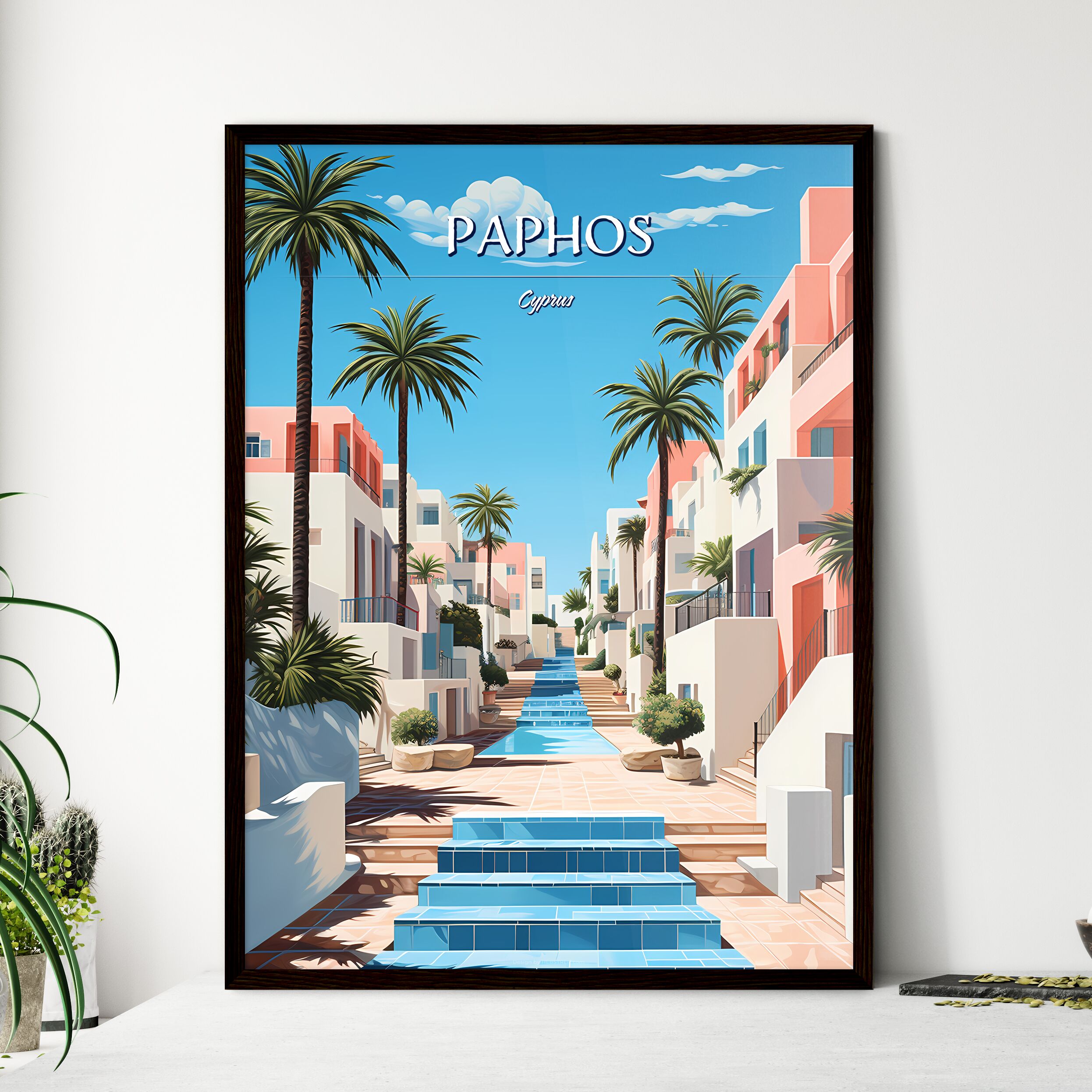 A Poster of Paphos, Cyprus - A Water Way Between Buildings by HEBSTREIT
