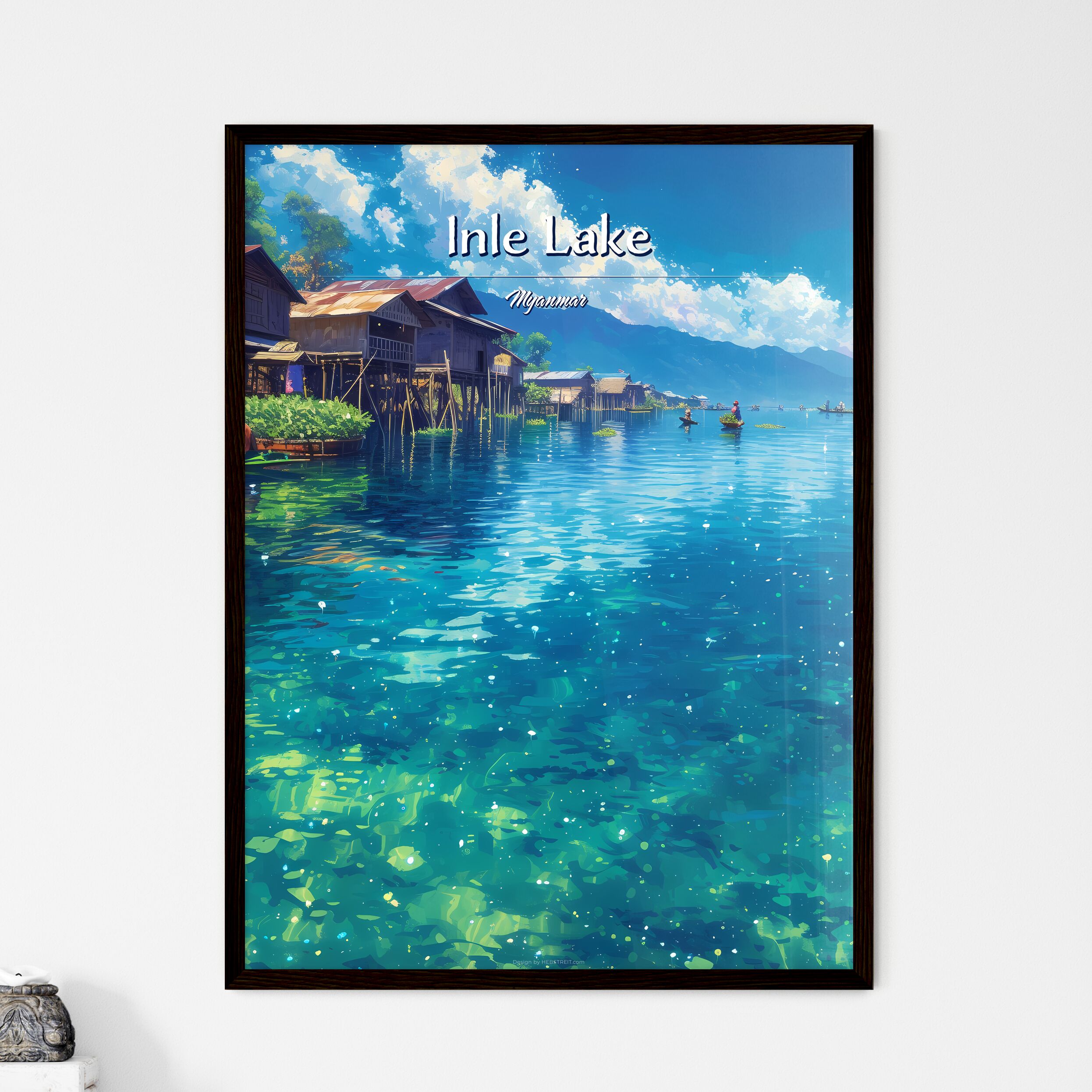 A Poster of Inle Lake, Myanmar - A Group Of Houses On Stilts In A Body ...
