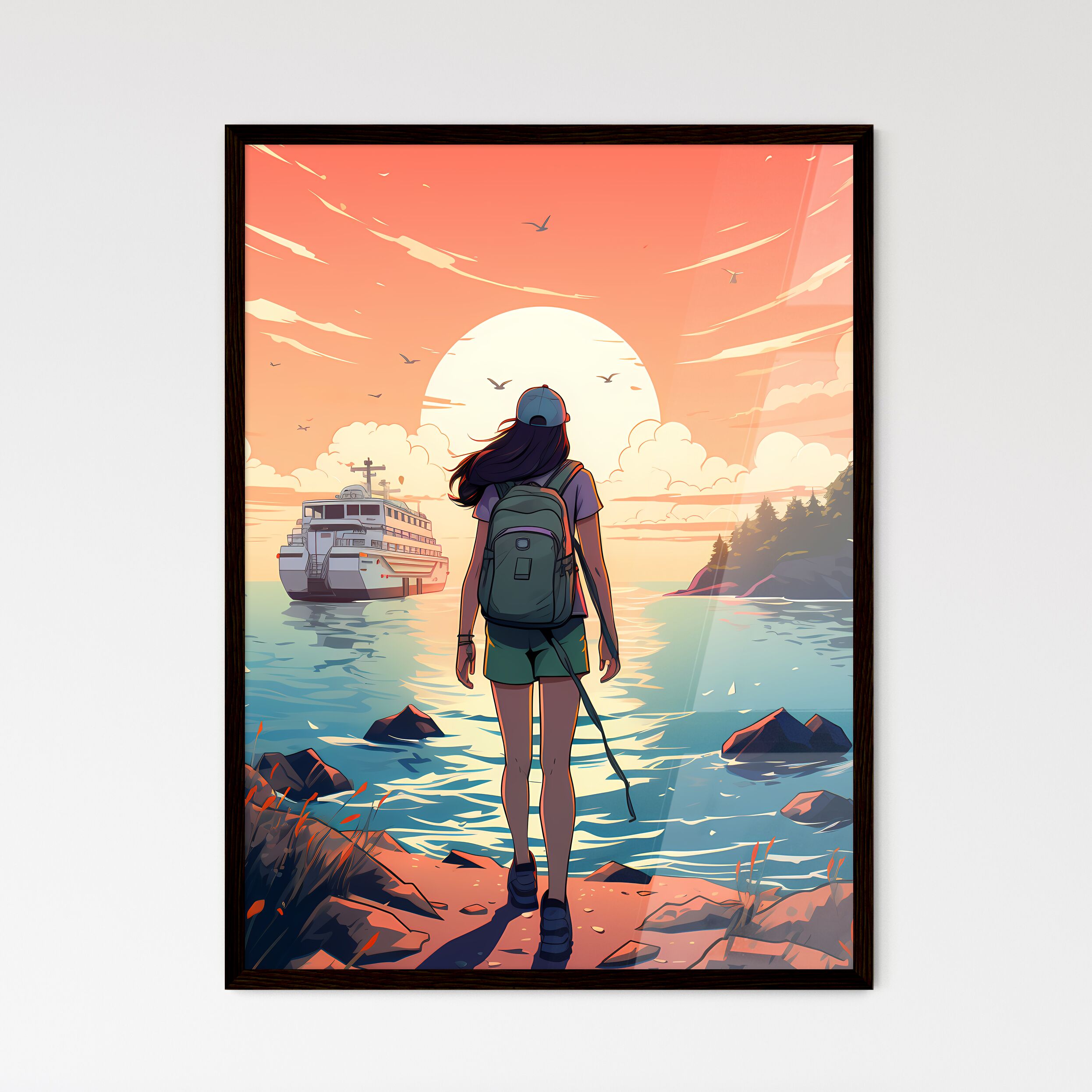 Travel abroad illustration - Art print of a - Framed Art Print – HEBSTREIT