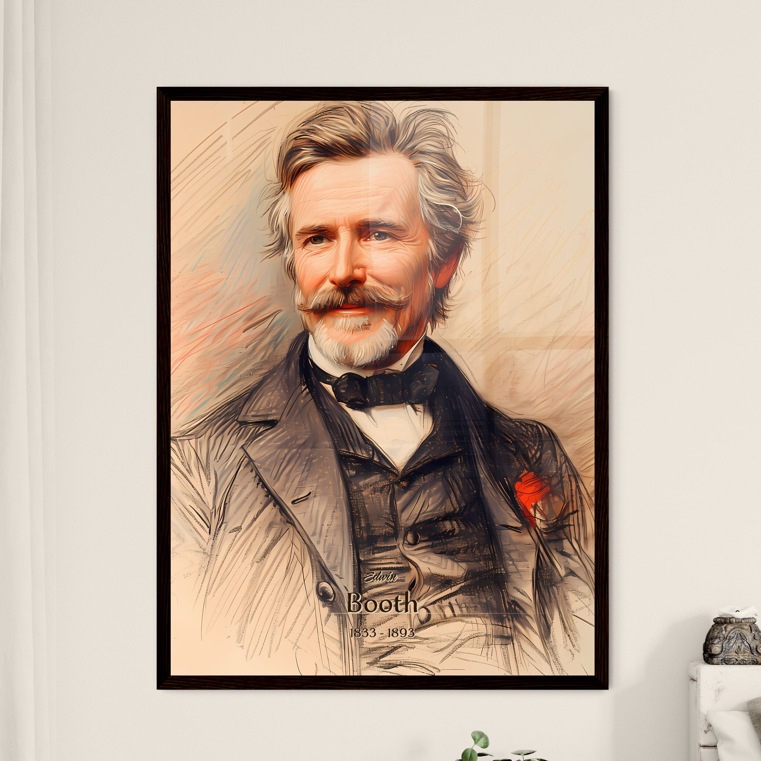 Edwin, Booth, 1833 - 1893, A Poster of a man with a mustache and beard ...