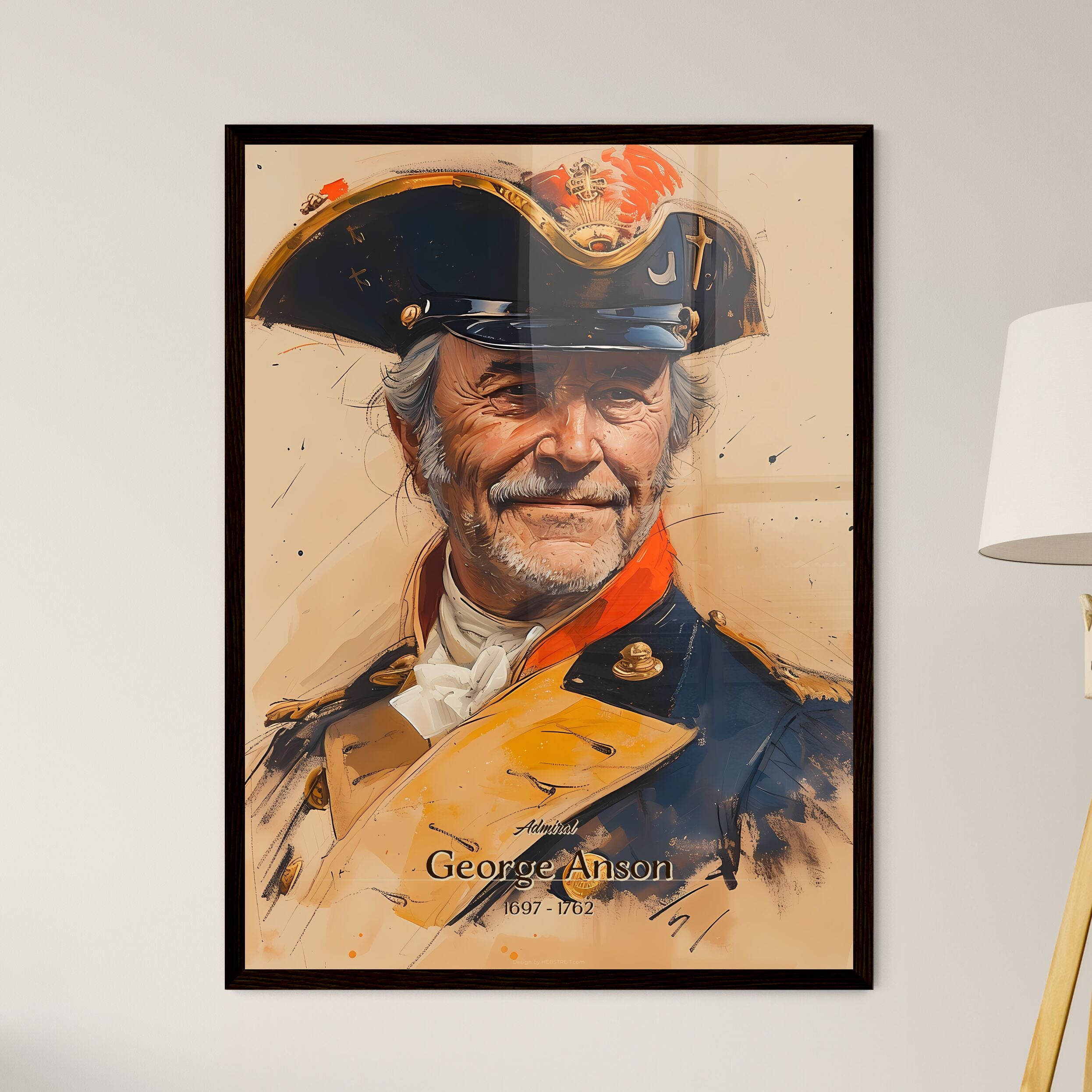 Admiral, George Anson, 1697 - 1762, A Poster of a man in a military ...