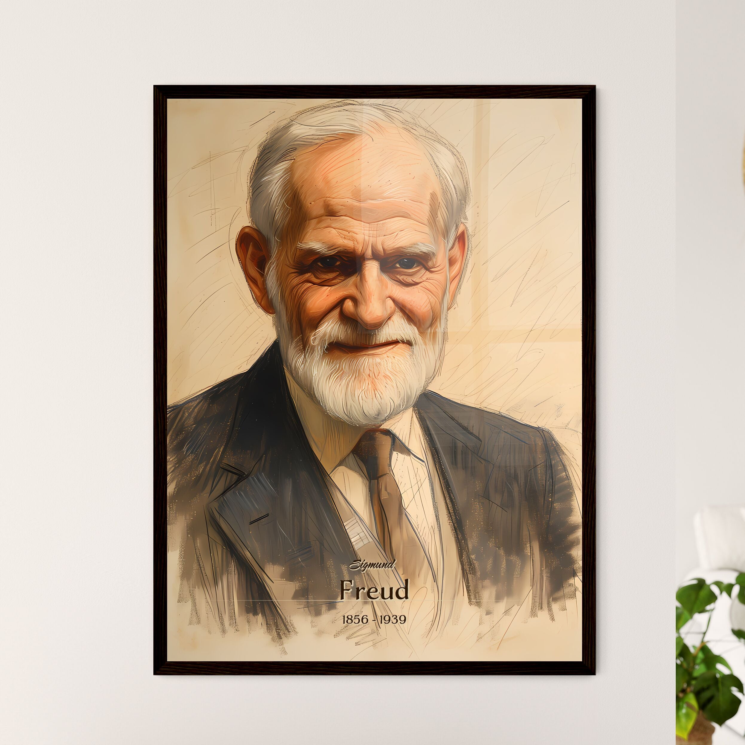 Sigmund, Freud, 1856 - 1939, A Poster of a man with a beard and tie by ...