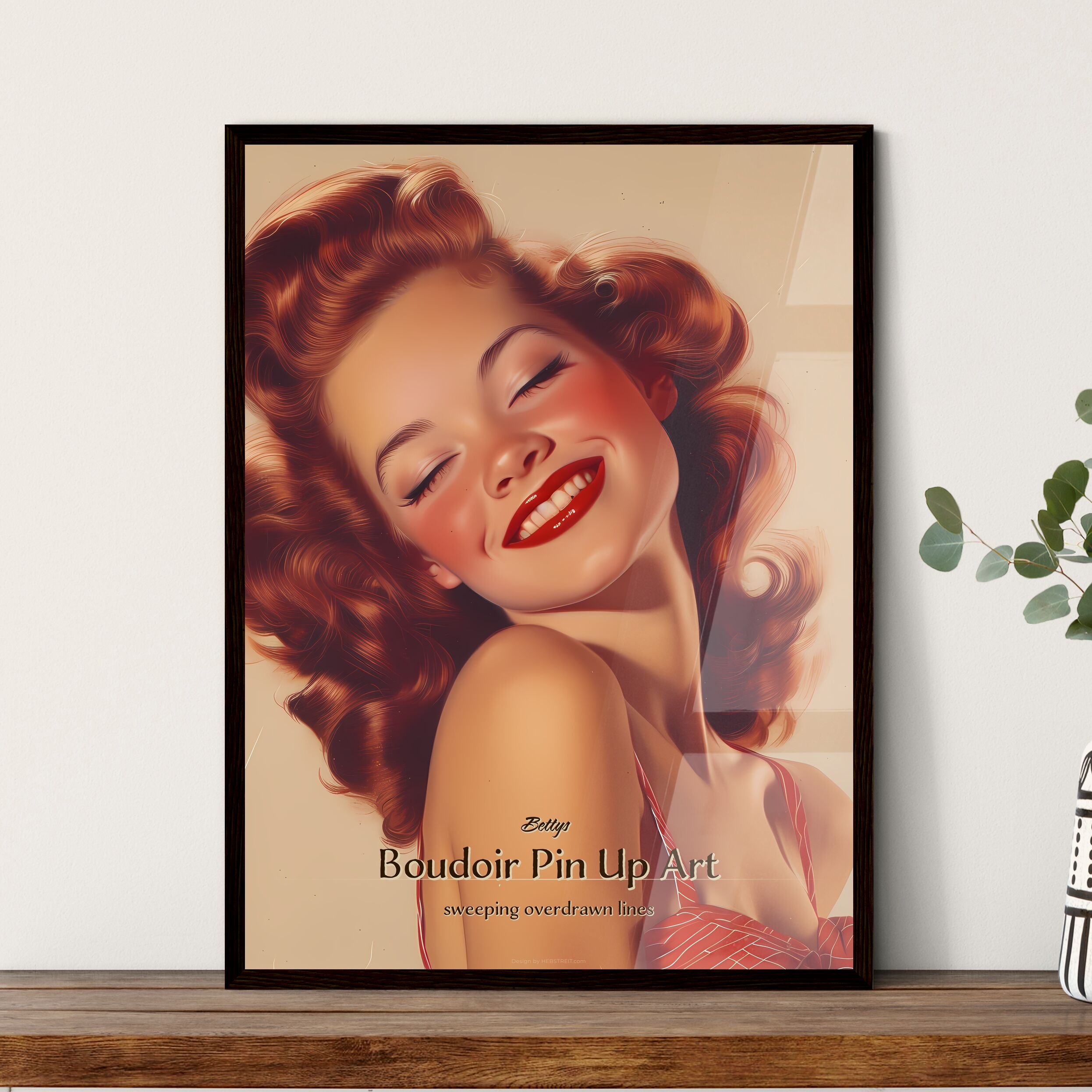 Bettys, Boudoir Pin Up Art, sweeping overdrawn lines, A Poster of a ...