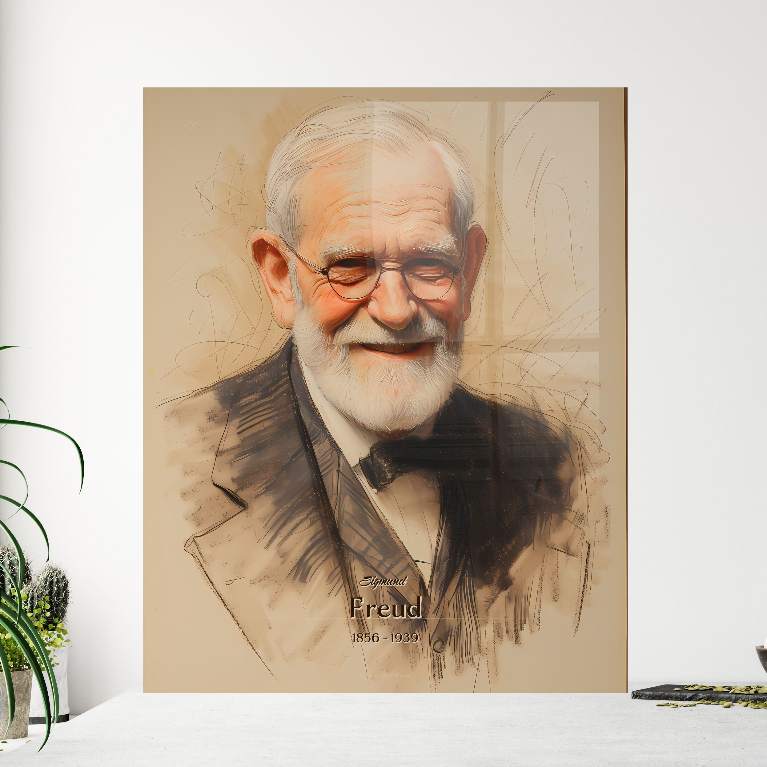 Sigmund, Freud, 1856 - 1939, A Poster of a man with a beard and glasses ...