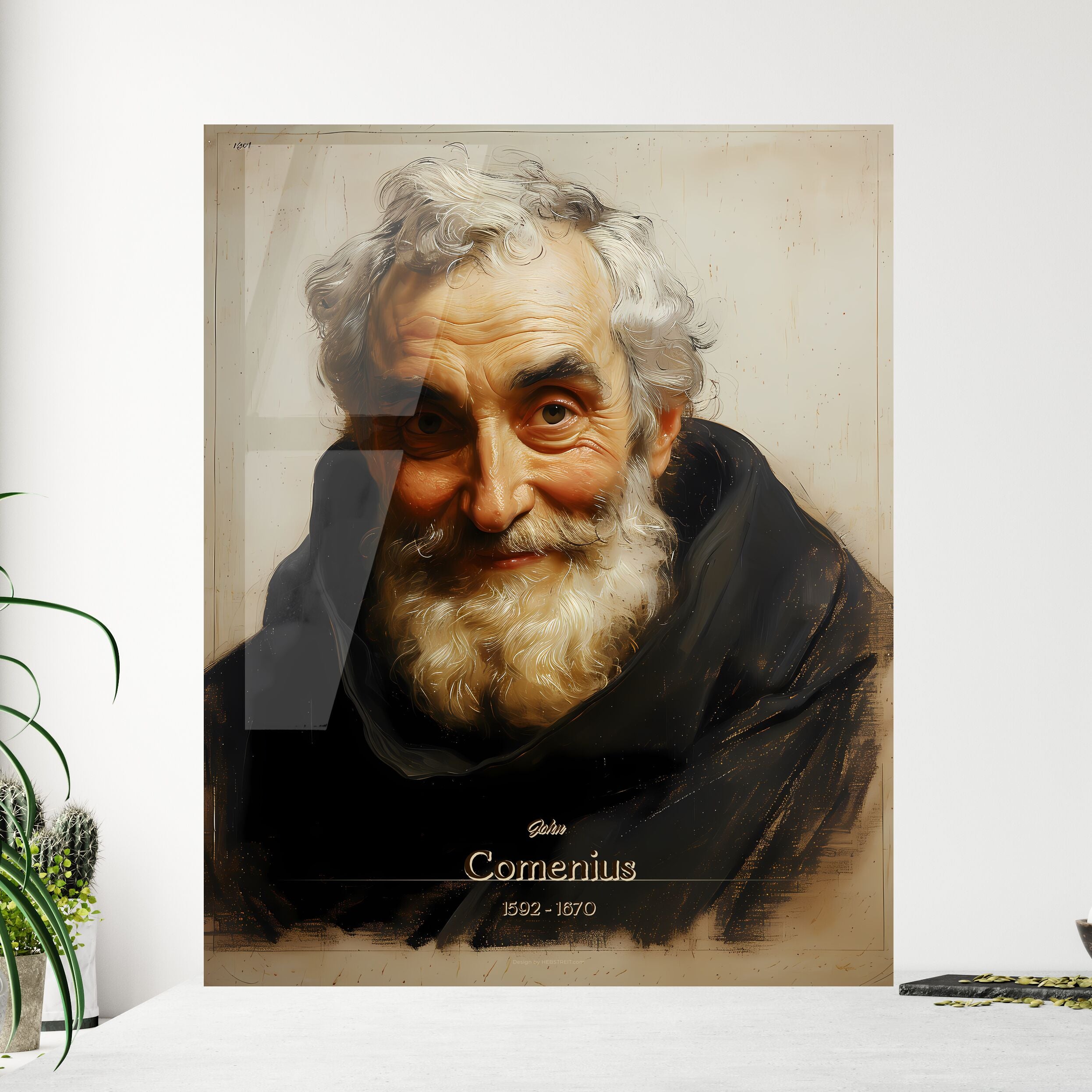 John, Comenius, 1592 - 1670, A Poster of a man with a beard by HEBSTREIT
