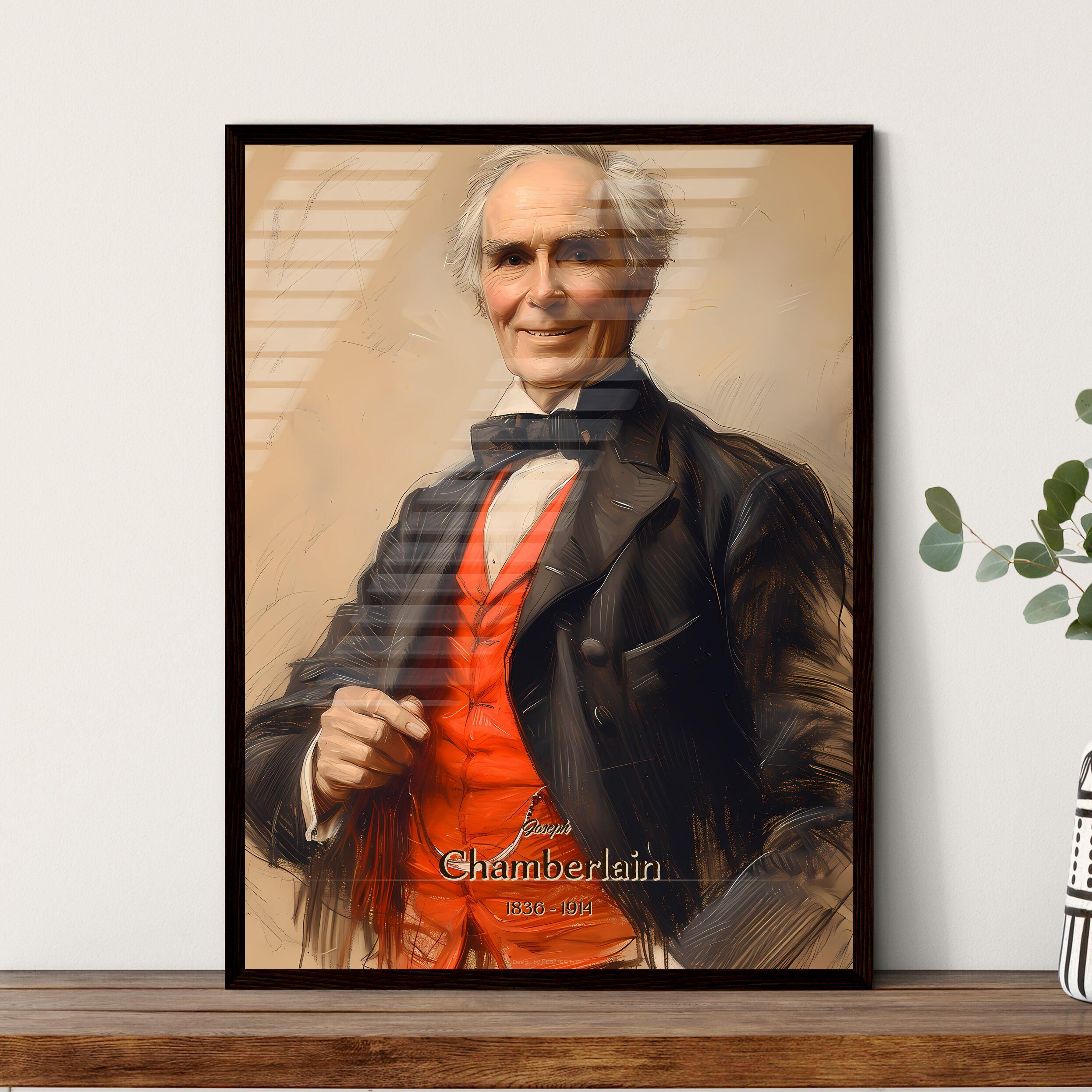 Joseph, Chamberlain, 1836 - 1914, A Poster of a man in a suit by HEBSTREIT
