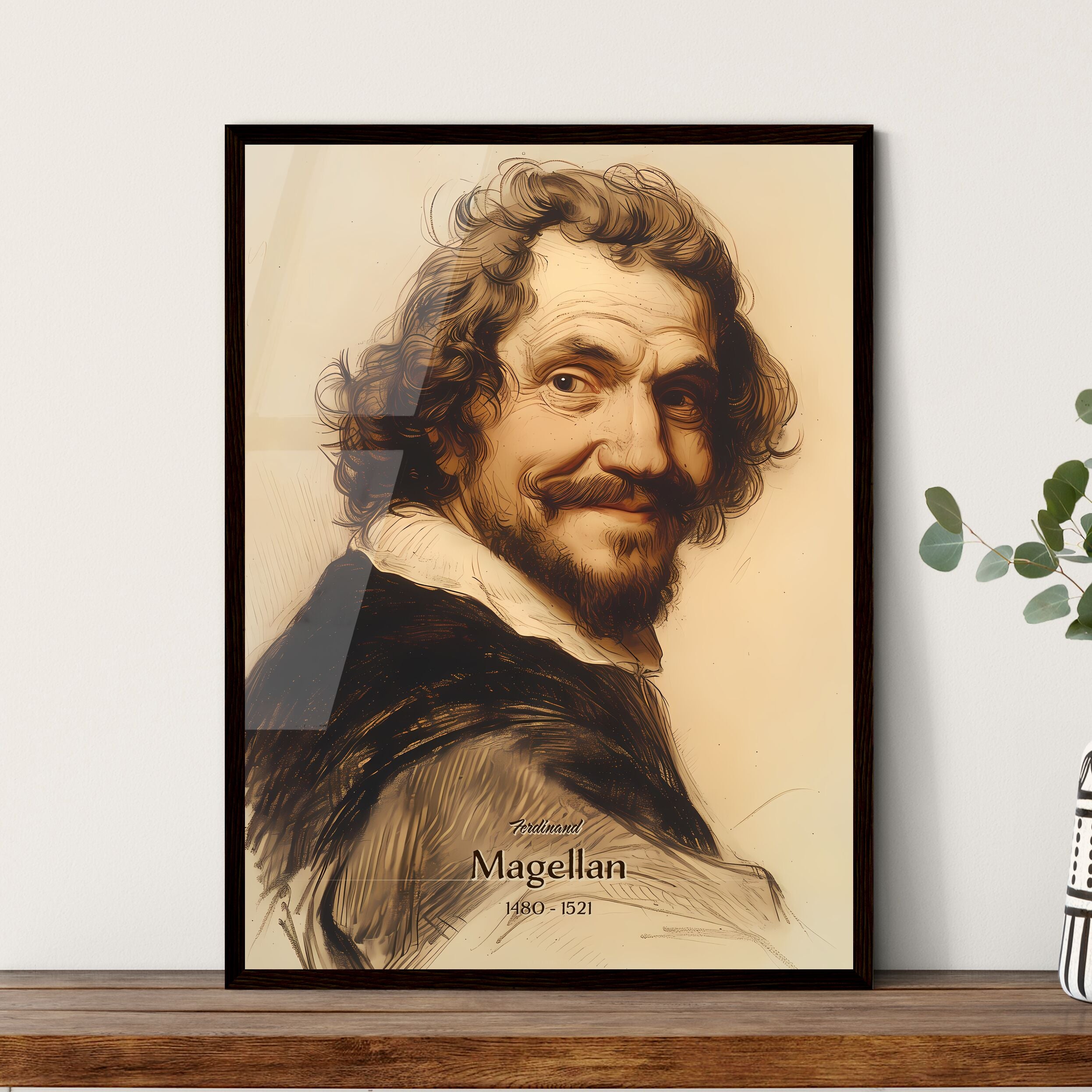 Ferdinand, Magellan, 1480 - 1521, A Poster of a man with a mustache and ...