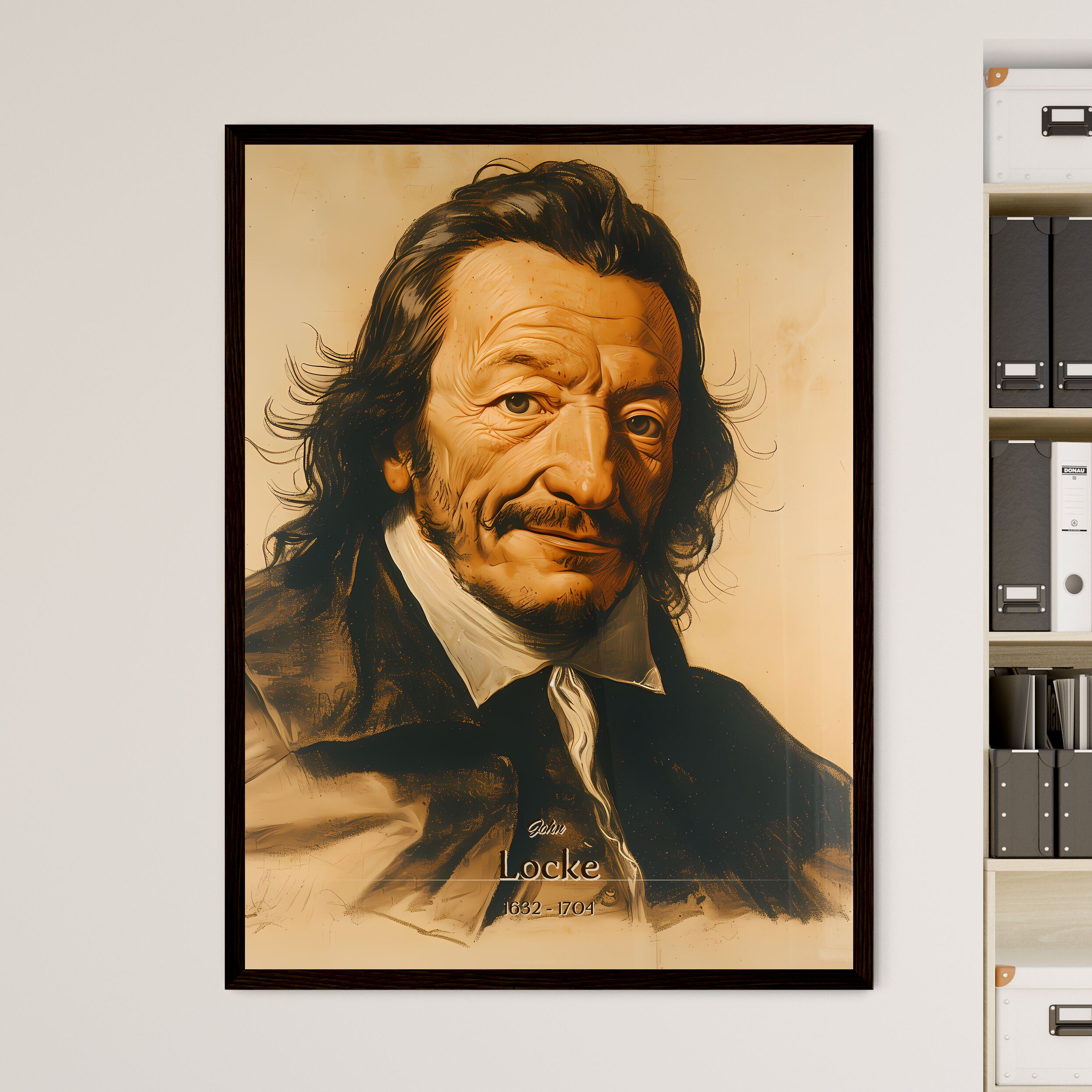 John, Locke, 1632 - 1704, A Poster of a man with long hair and a ...