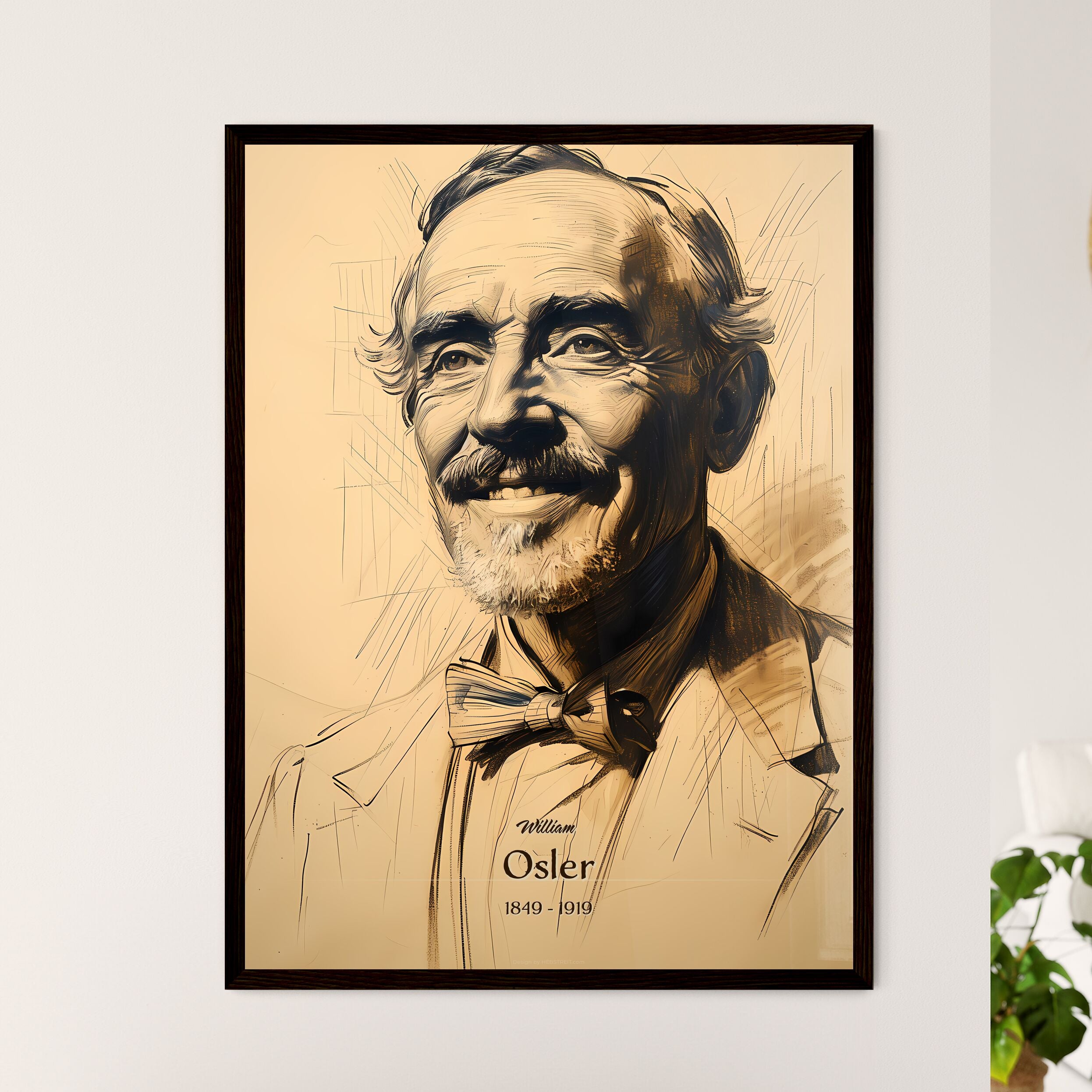 William, Osler, 1849 - 1919, A Poster of a drawing of a man smiling by ...