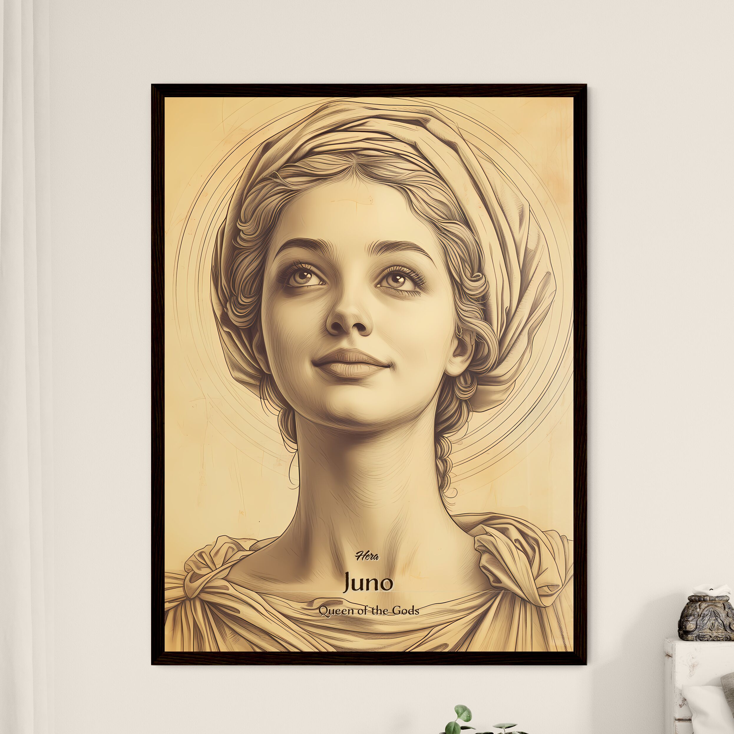 Hera, Juno, Queen of the Gods, A Poster of a drawing of a woman by ...