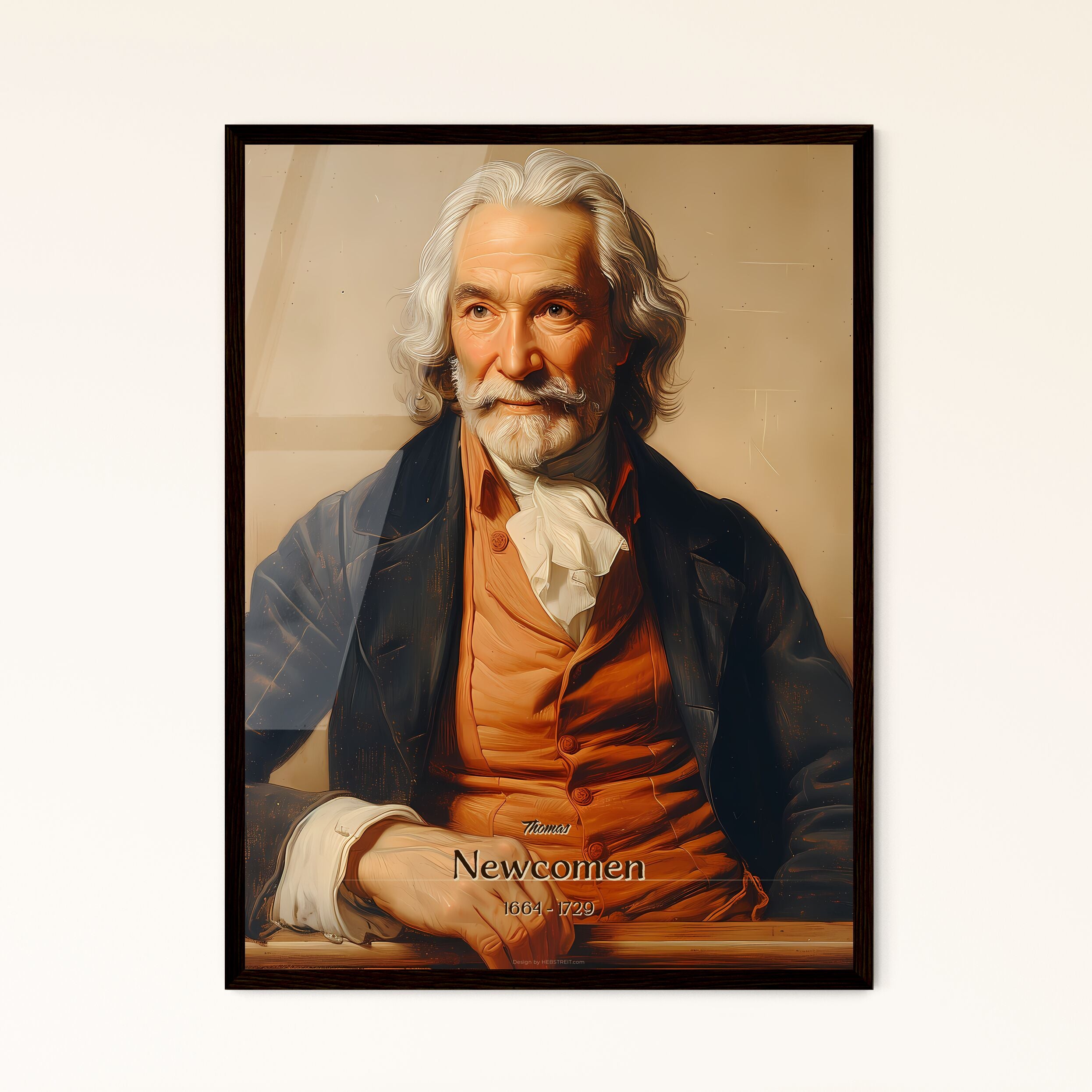 Thomas, Newcomen, 1664 - 1729, A Poster of a man with white hair and ...