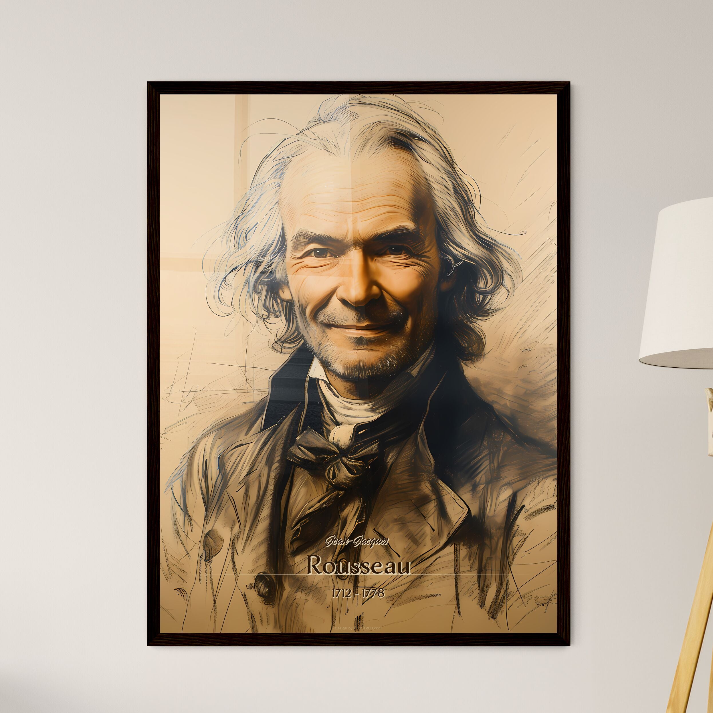 Jean-Jacques, Rousseau, 1712 - 1778, A Poster of a drawing of a man by ...