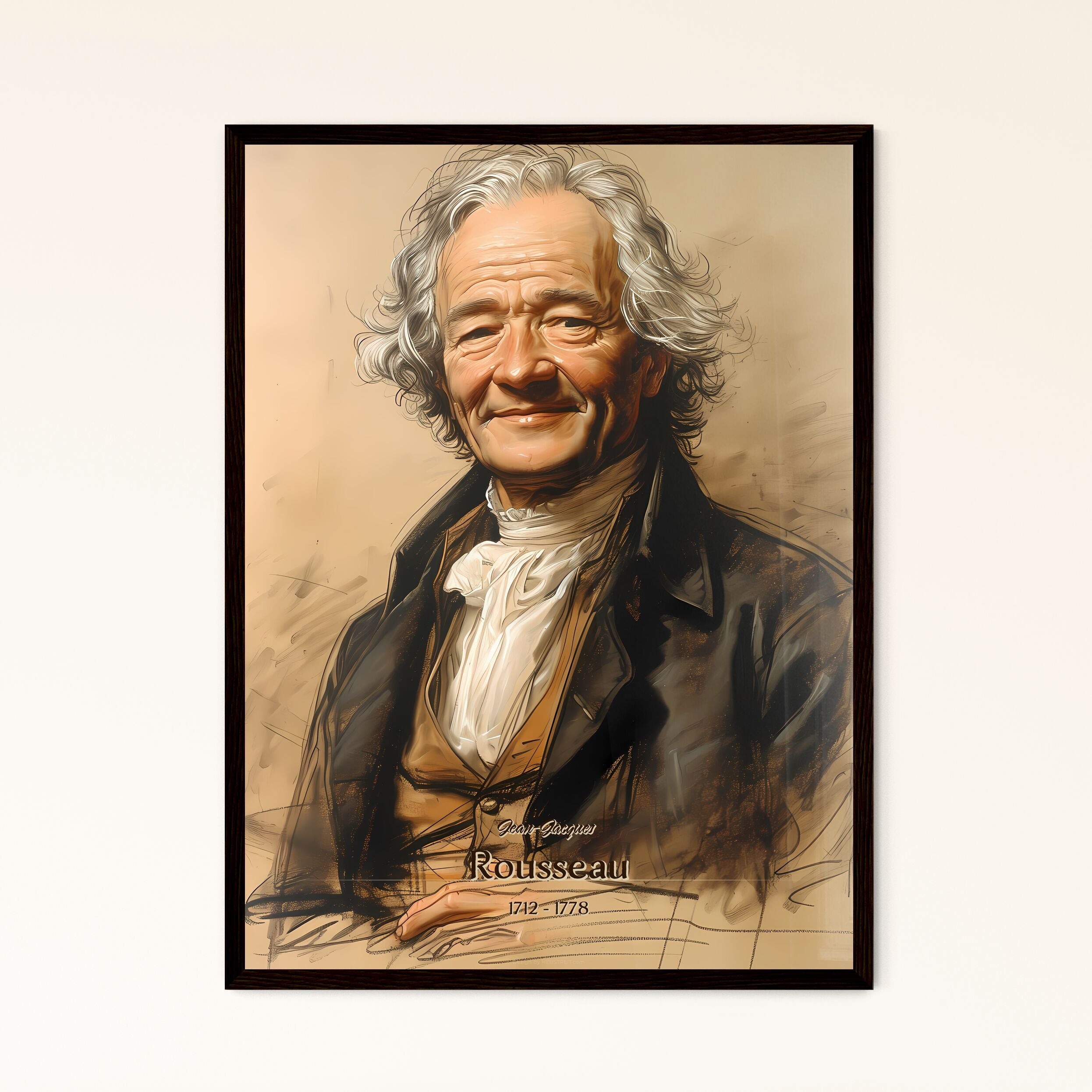 Jean-Jacques, Rousseau, 1712 - 1778, A Poster of a man with white hair ...