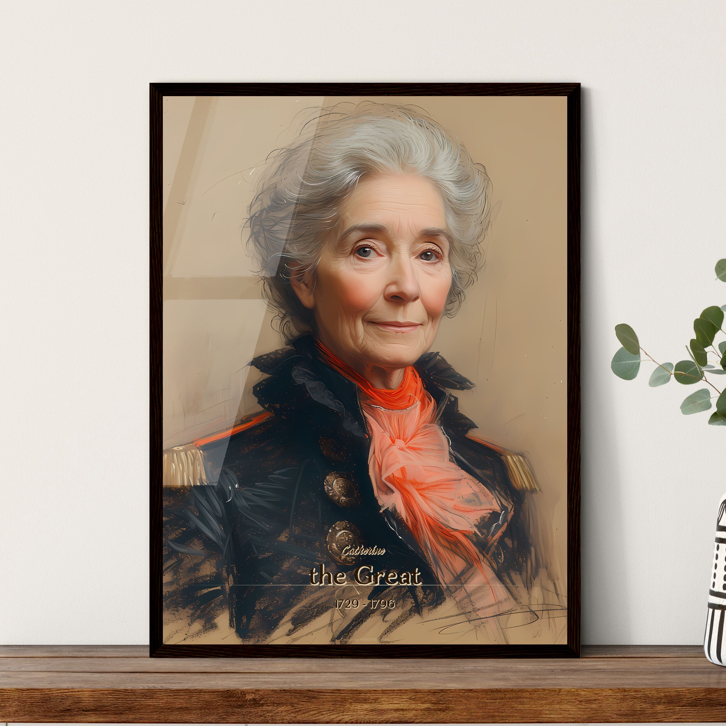 Catherine, the Great, 1729 - 1796, A Poster of a woman in a military ...