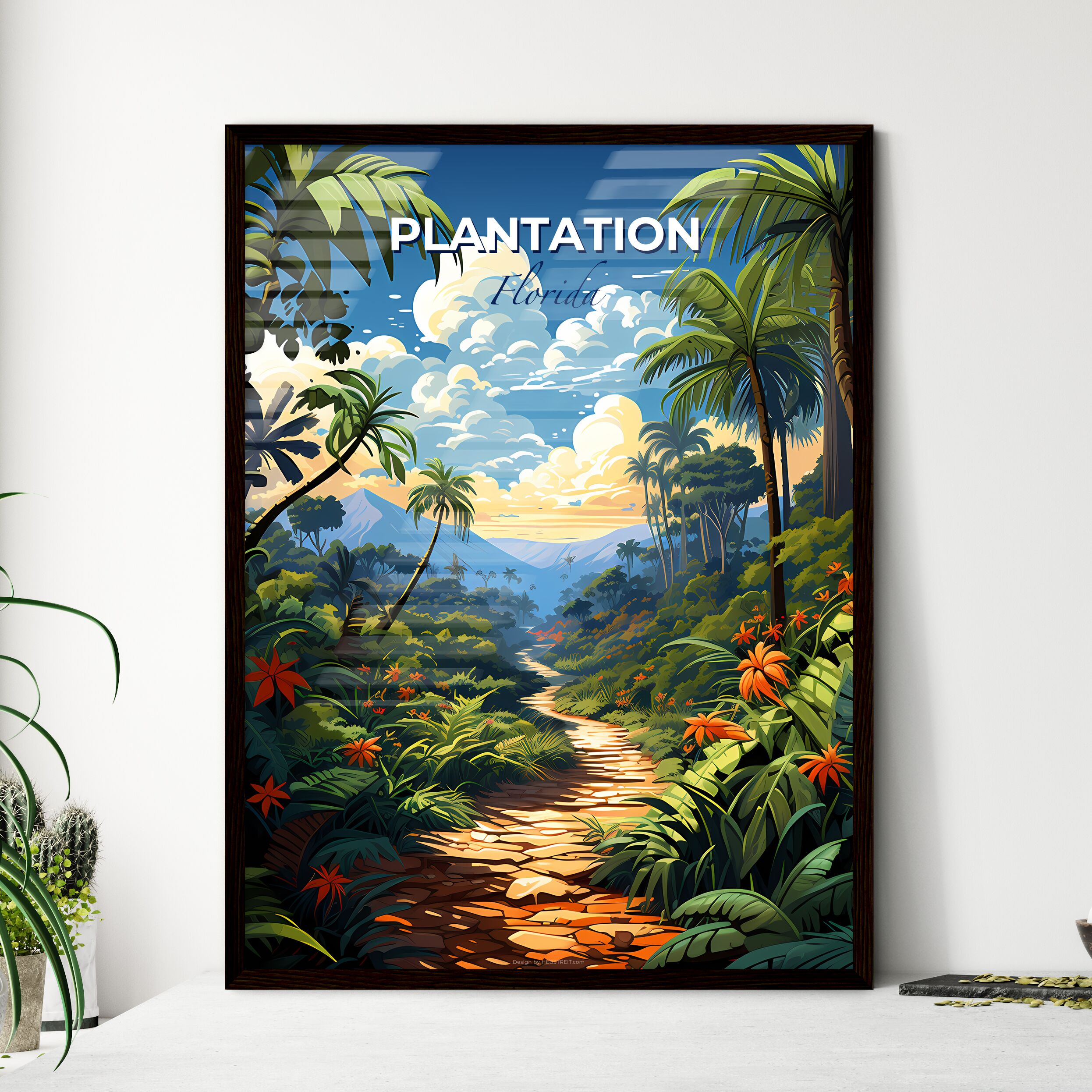 Plantation, Florida, A Poster of a path through a jungle by HEBSTREIT