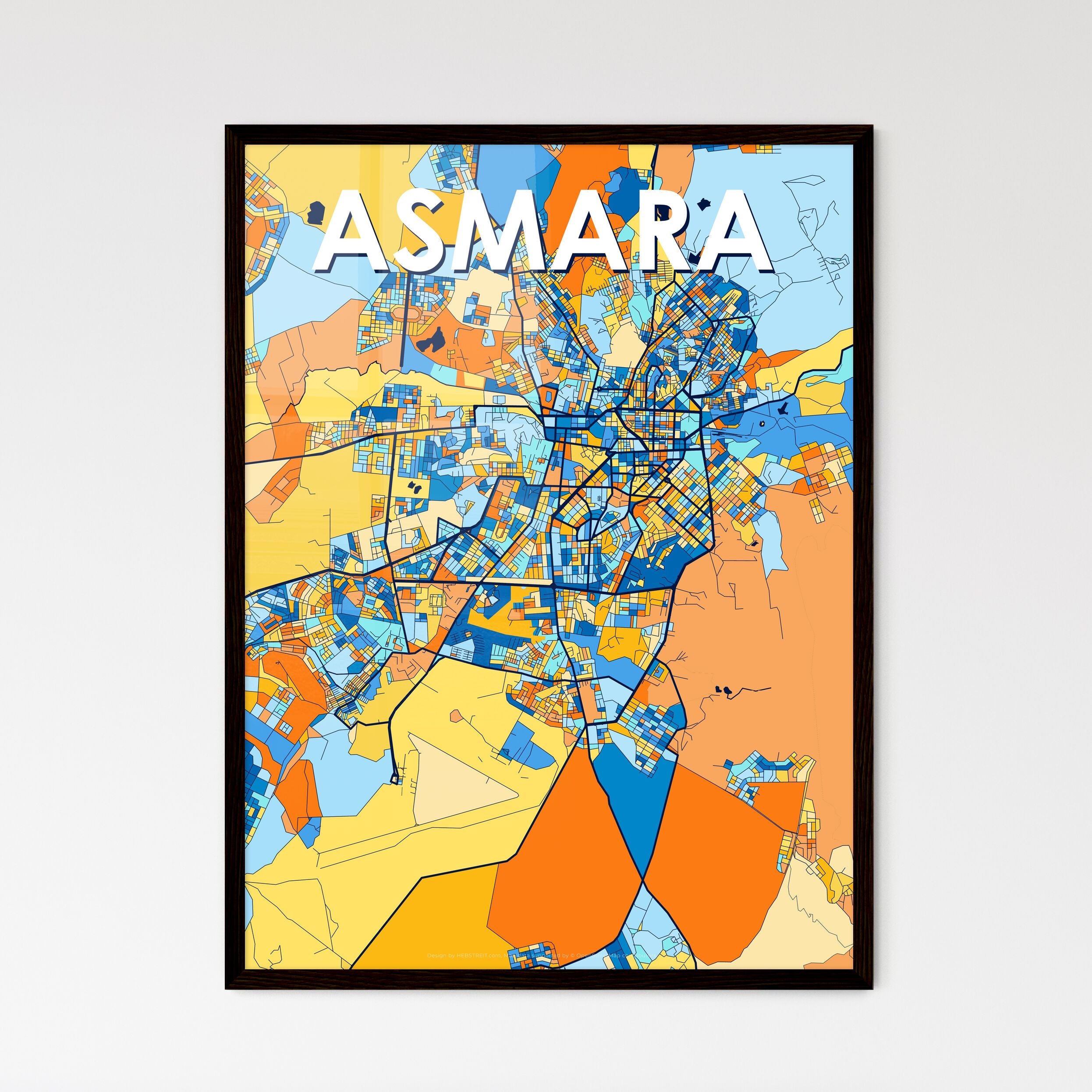 Asmara Eritrea Vibrant Map Poster – HEBSTREIT