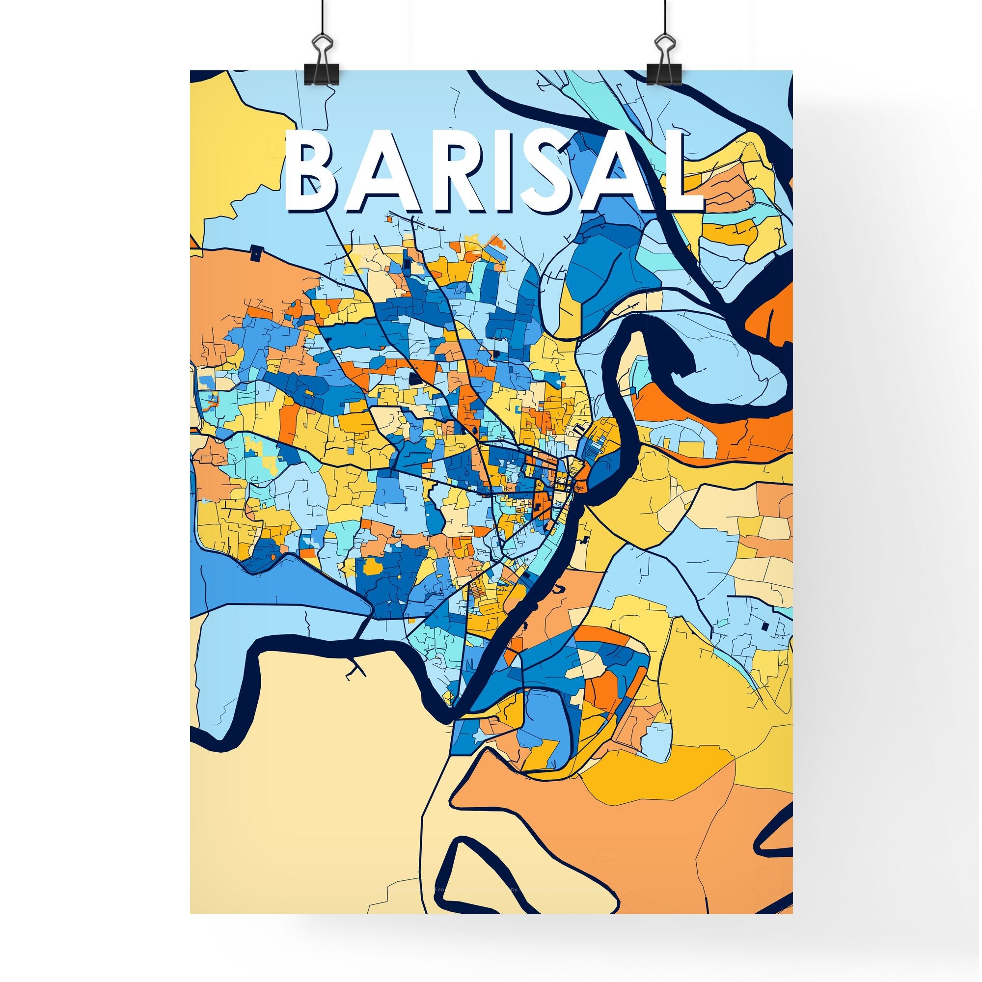 Barisal Bangladesh Vibrant Map Poster – HEBSTREIT