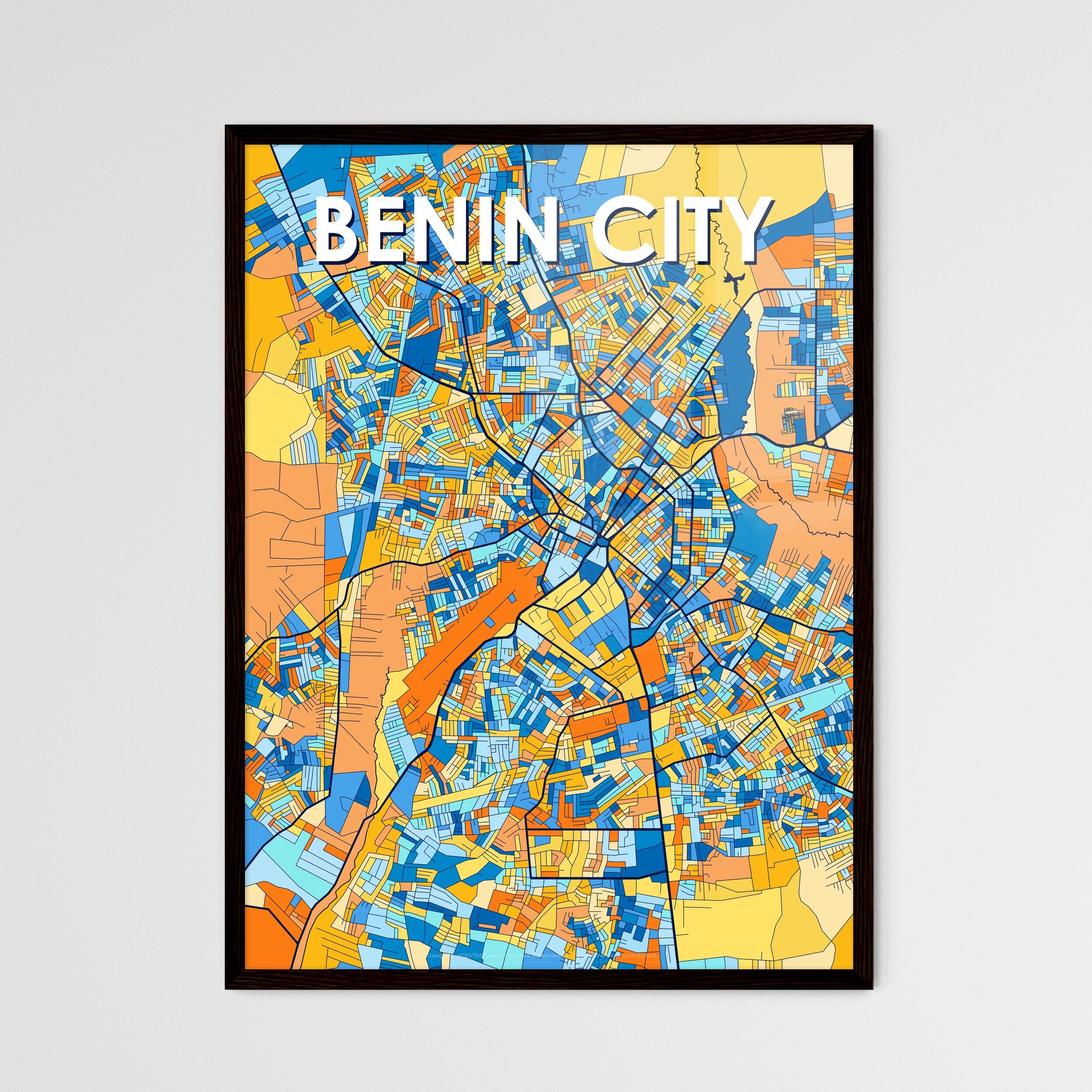 Benin City Nigeria Vibrant Map Poster – HEBSTREIT