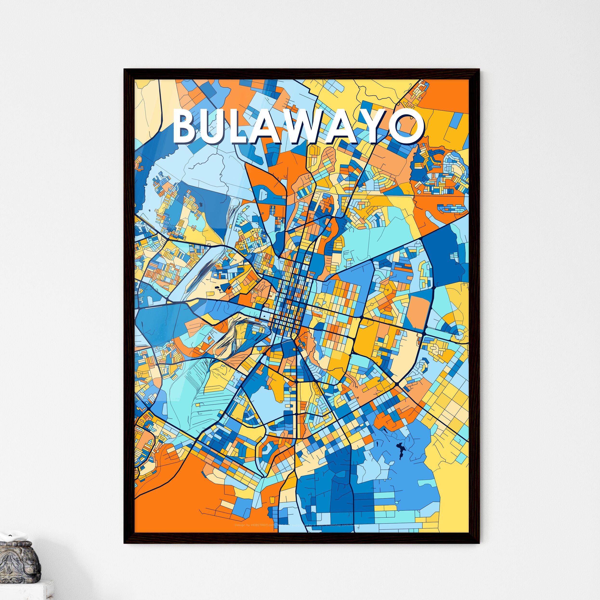 Bulawayo Zimbabwe Vibrant Map – HEBSTREIT