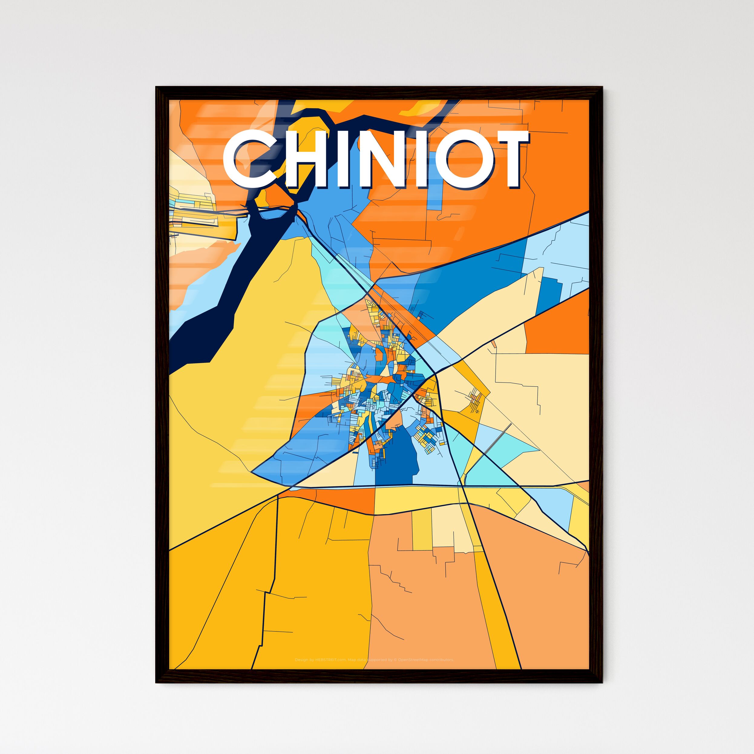 Chiniot Pakistan Vibrant Map Poster – HEBSTREIT