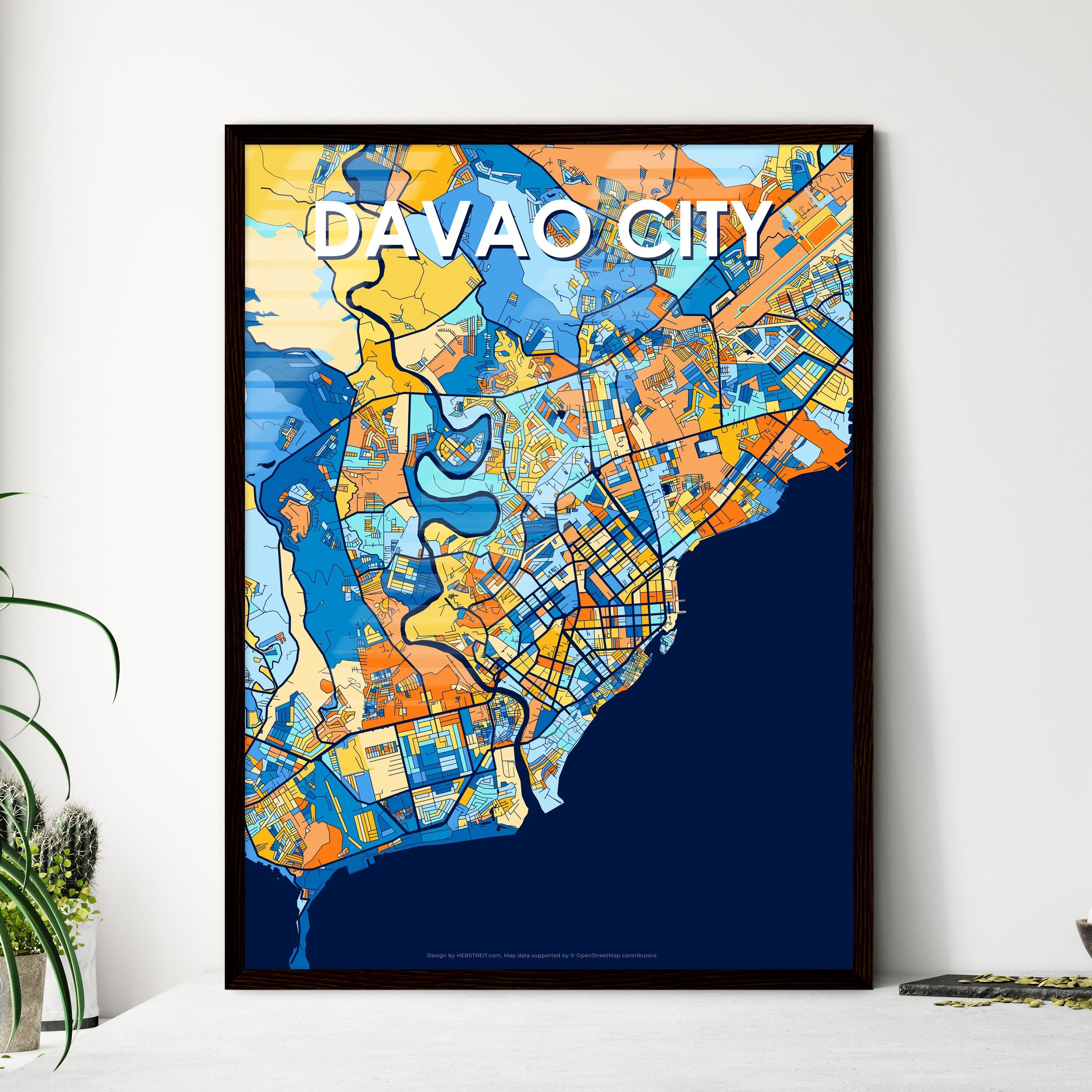 Davao City Philippines Vibrant Map – HEBSTREIT